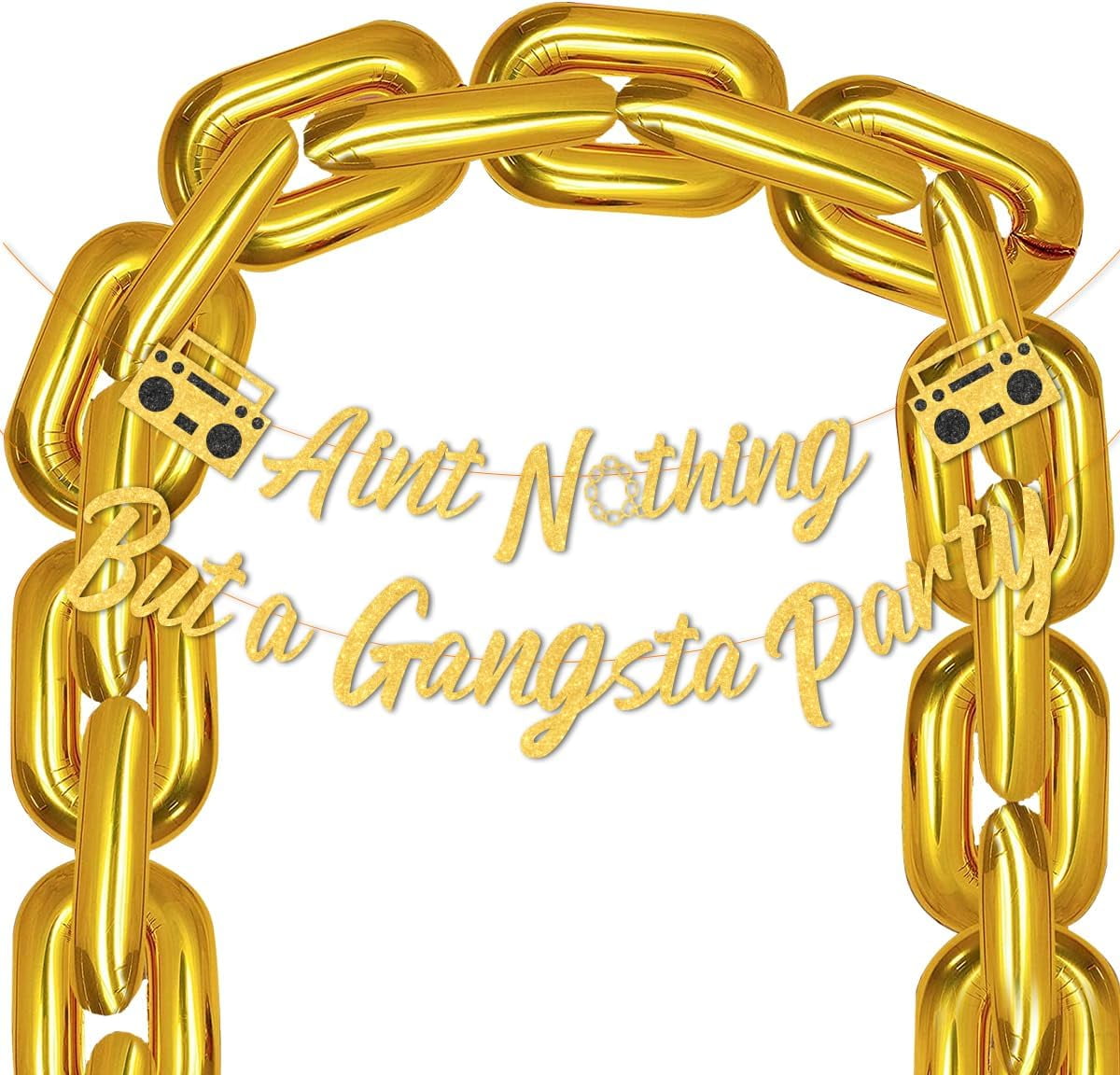 AIN'T NOTHING BUT A GANGSTA PARTY Hip Hop Retro Balloons, Boombox ...
