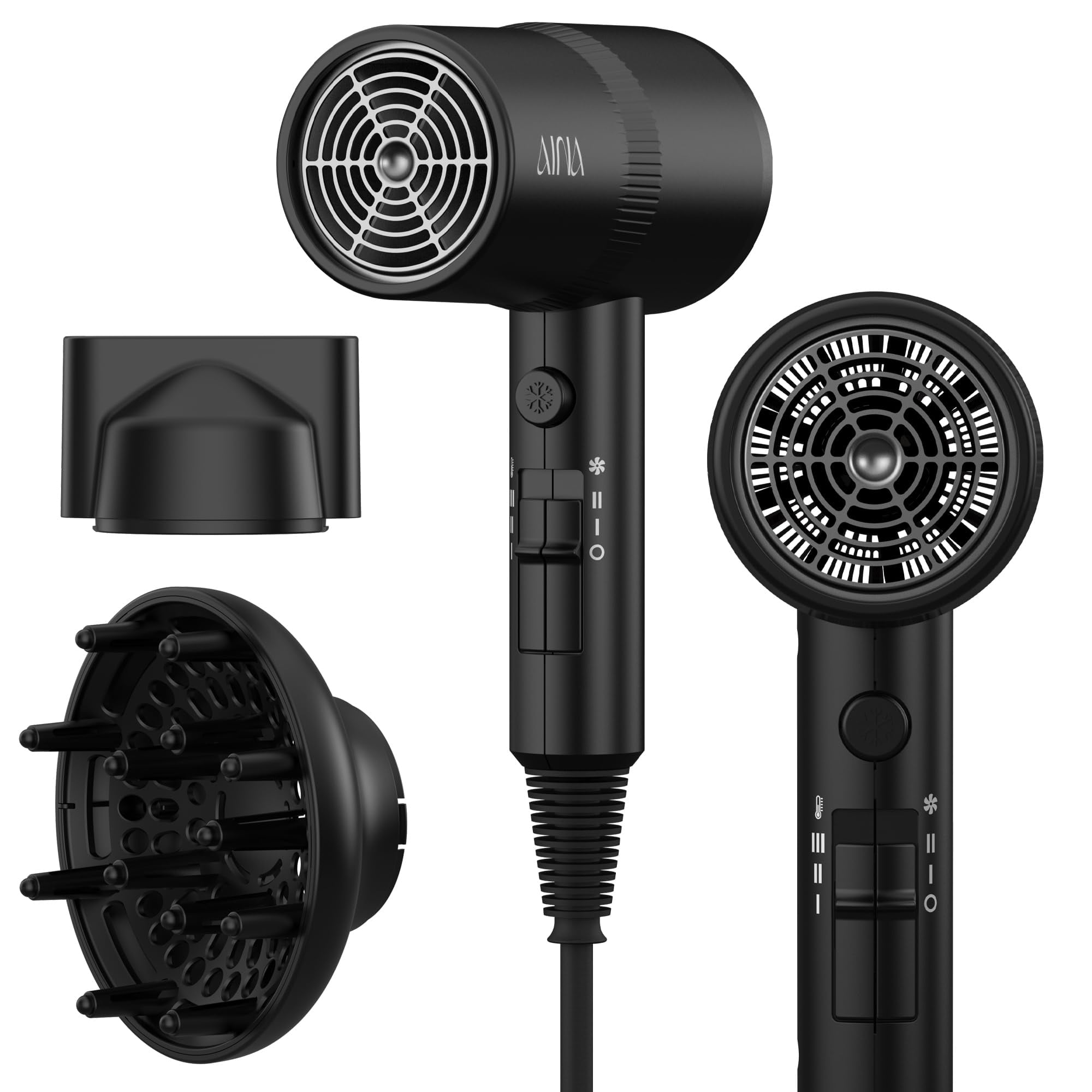 AINA Hair Dryer with Diffuser, Blow Dryer for Women | Advanced Ionic ...