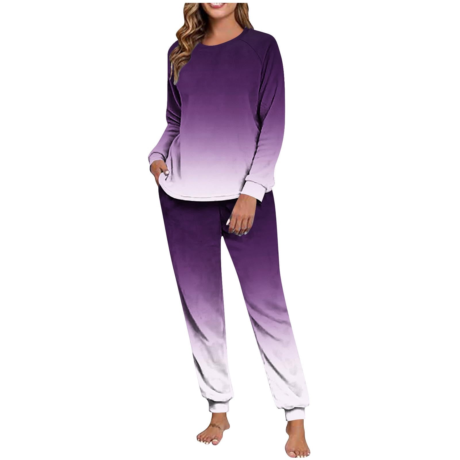 AINIYS 2 Piece Sets for Women Fall Loungewear Long Sleeve Gradient ...
