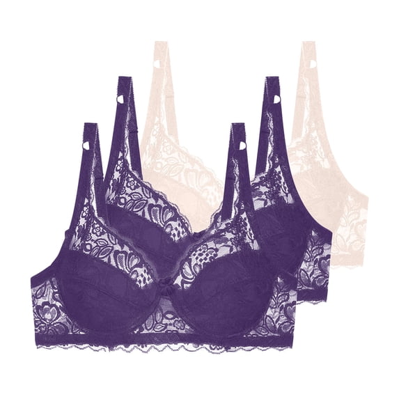 AINIYS 3Pcs Lace Bras for Women Bralettes with Underwire Full Coverage ...