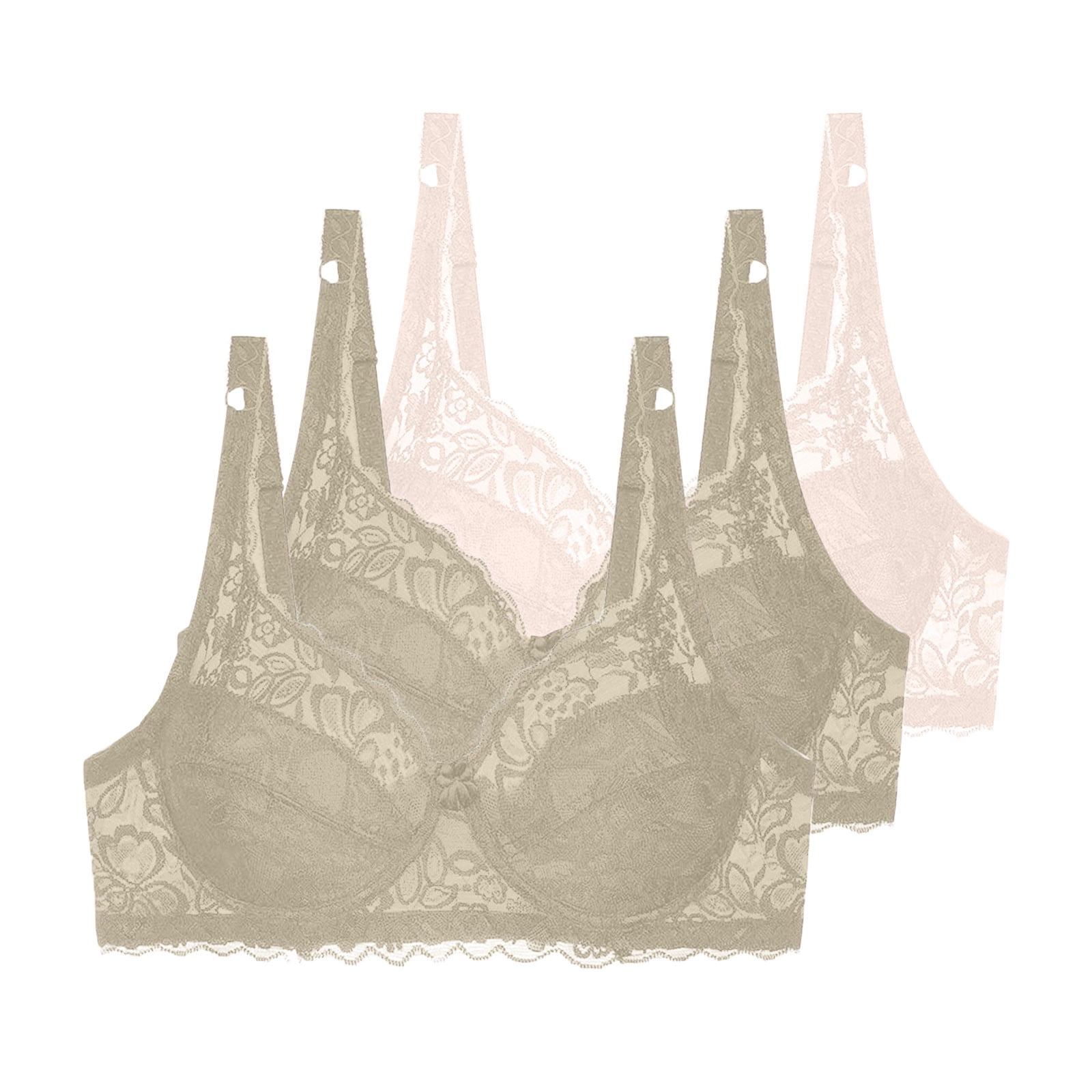 AINIYS Women's Lace Mesh Bra With Exquisite Embroidery Bralette Underwire Bra Beige 80C ...