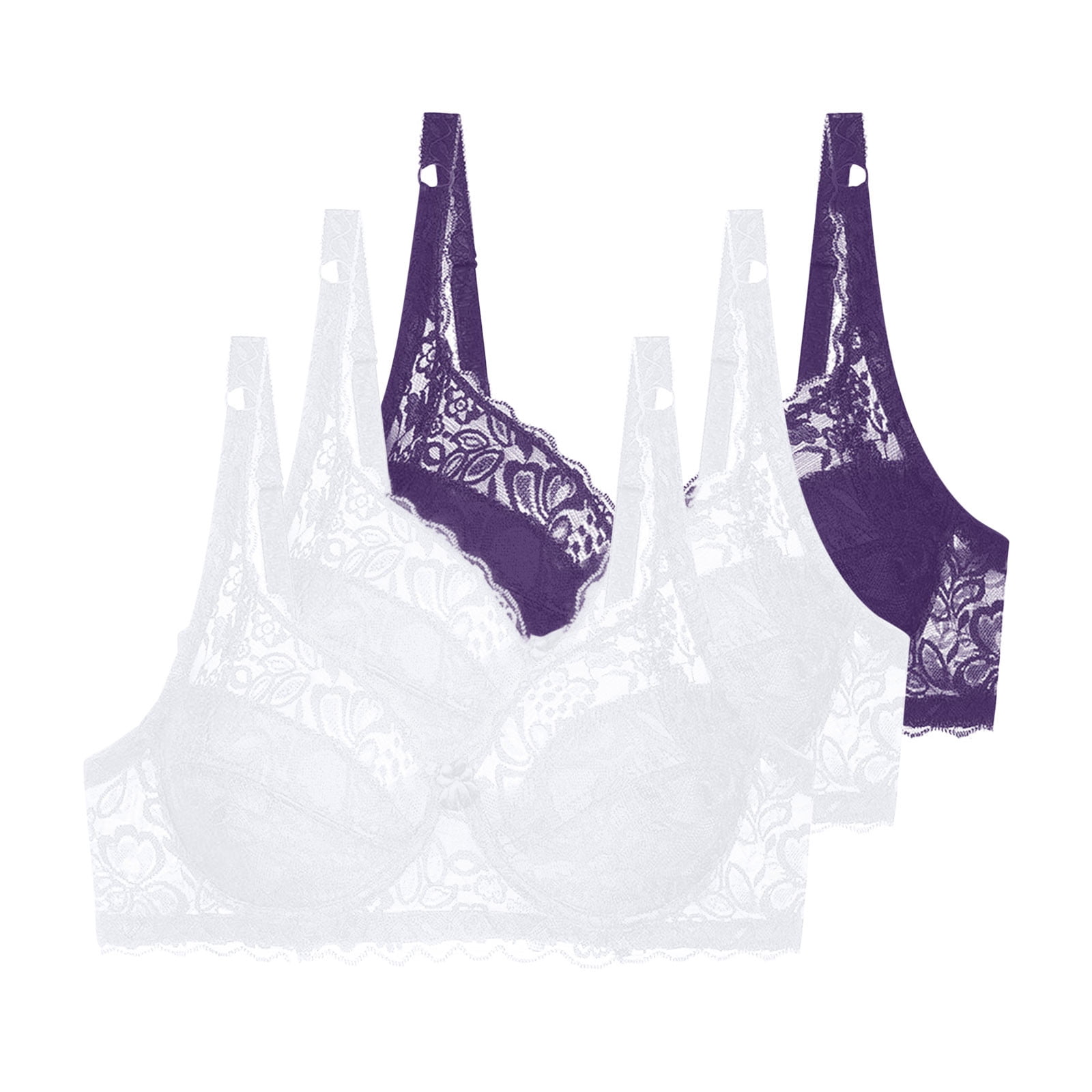 AINIYS Women Bras Breathable Comfy Floral Lace Full Coverage Underwired Bra Purple 95C - Walmart.com