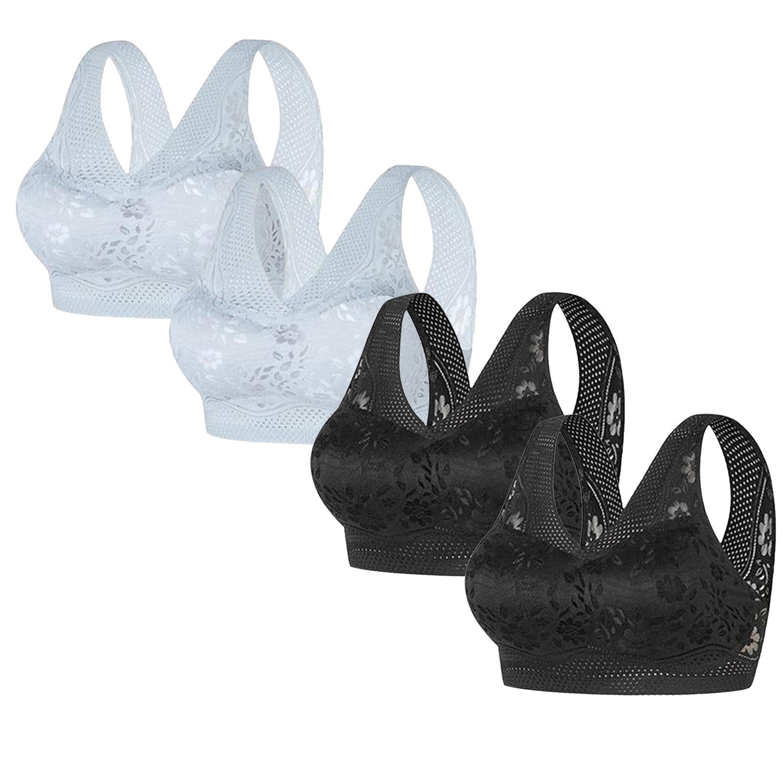 AINIYS 4PC Seamless Soft Cup Bra Secure Fit Bra for Women Wireless ...