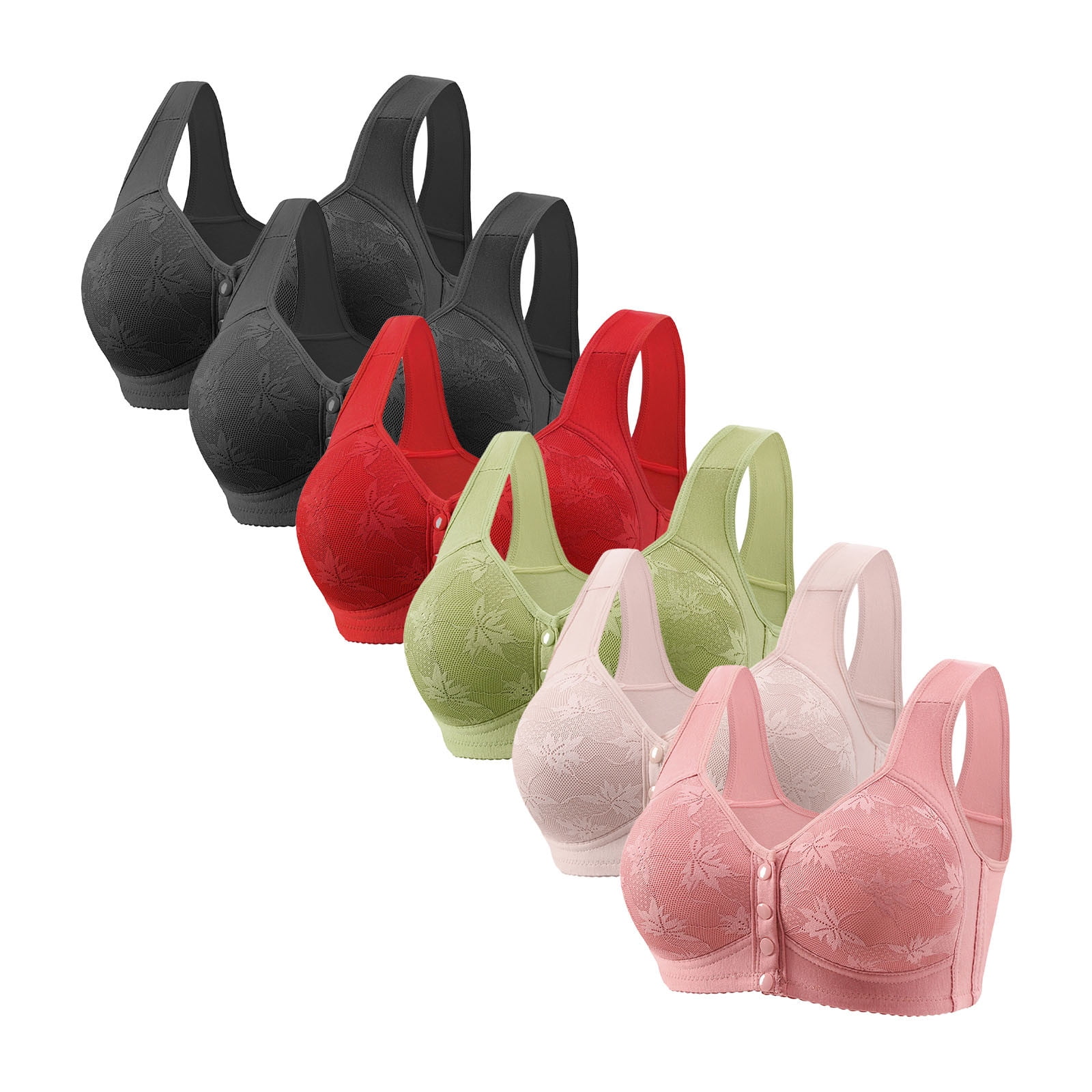 AINIYS 6PC Lace Cleavage Bra Soft Cup Bra Wireless Women's Plus Size ...