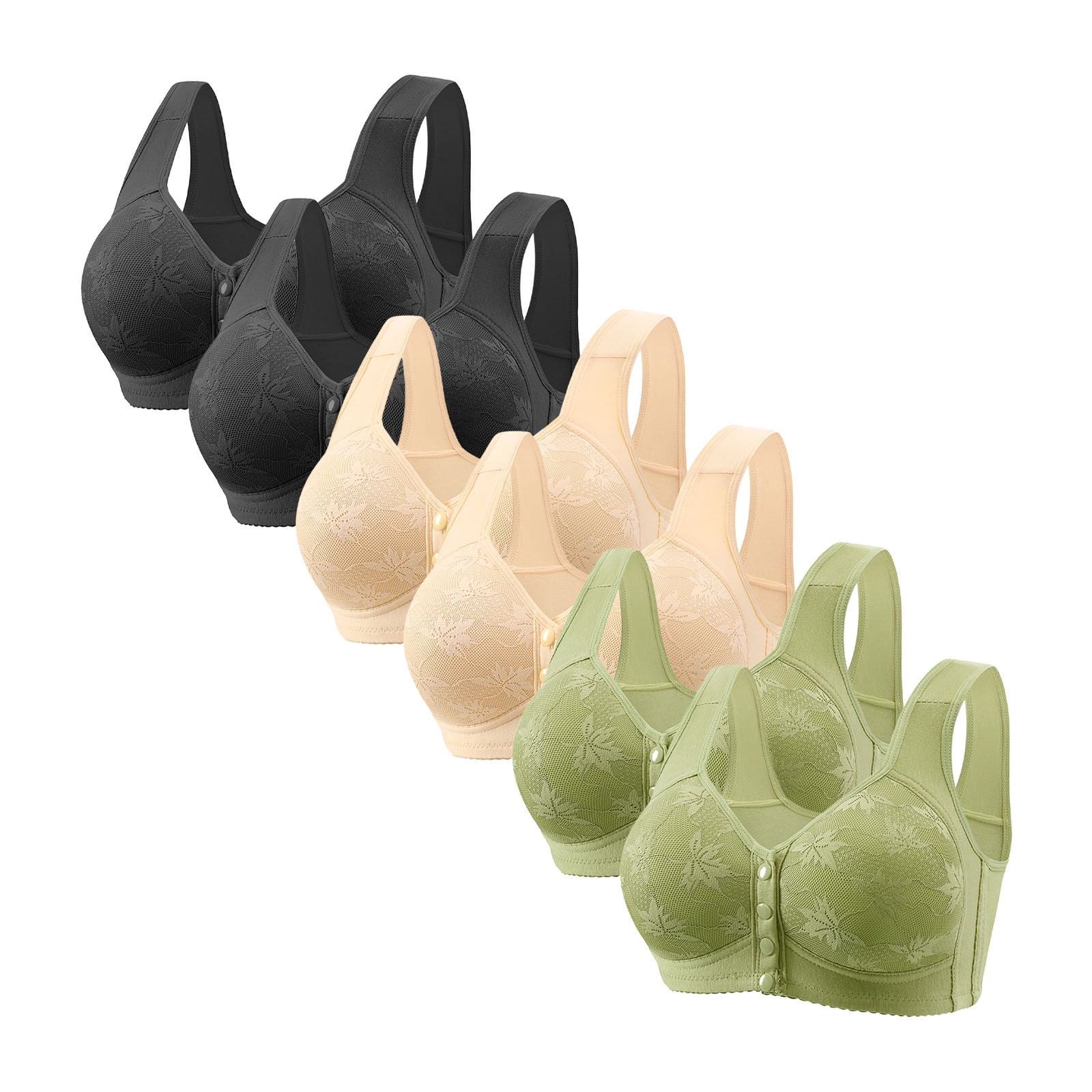 AINIYS 6PC Soft Cup Bra Women's Wireless Lace Cleavage Bra Plus Size ...
