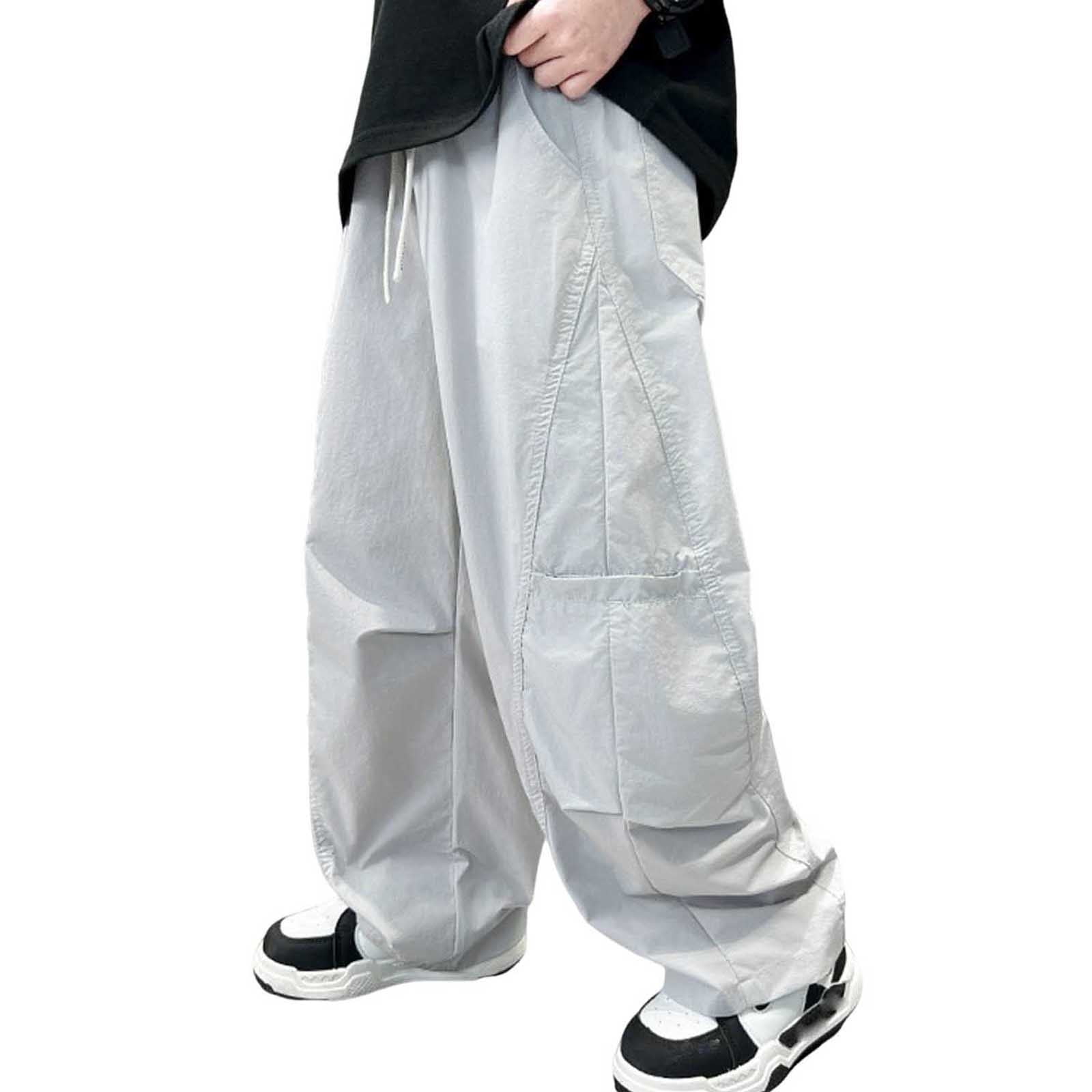 AINIYS Boys Kids Drawstring Waist Wide Leg Pants Loose Casual Trousers ...