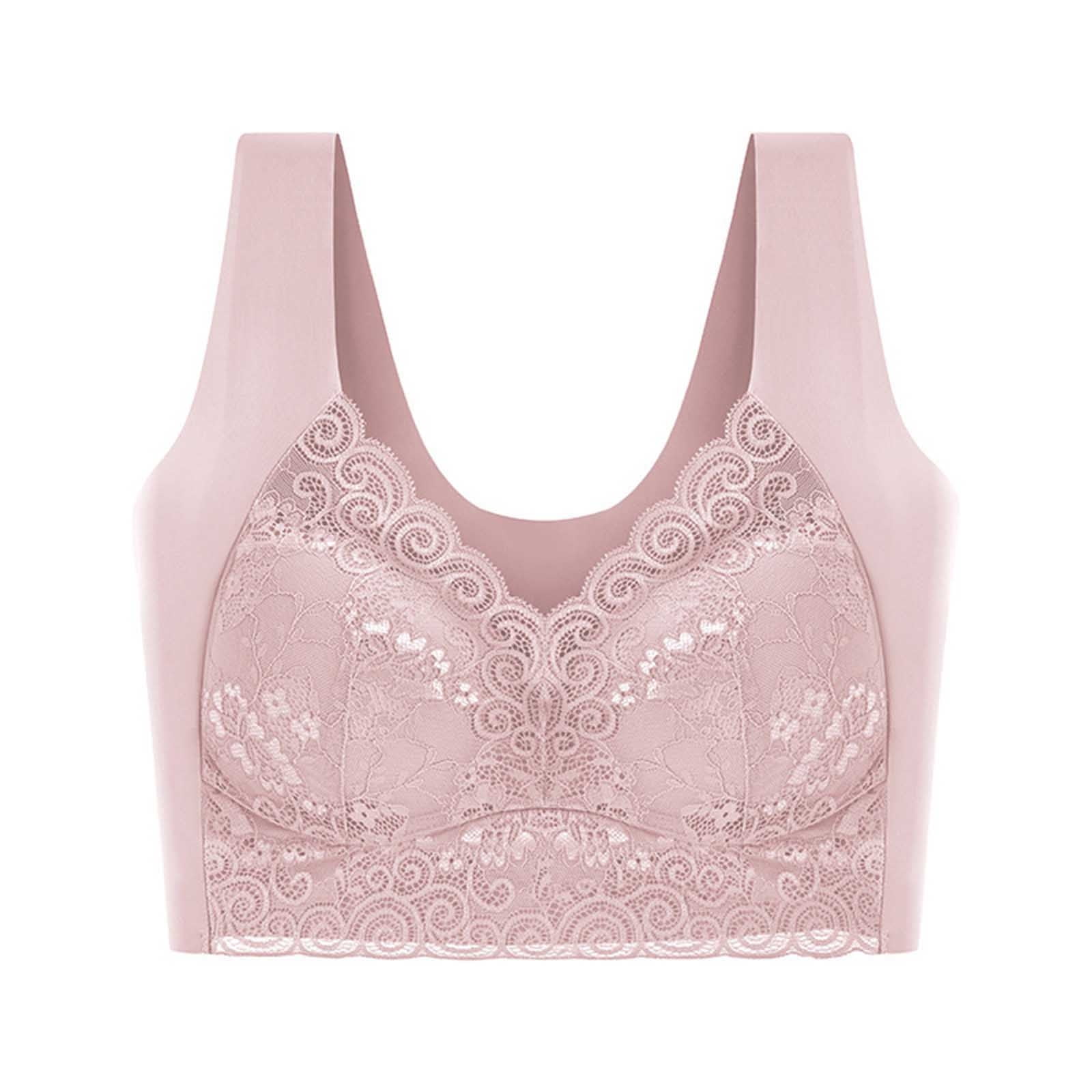 AINIYS Bralette Wide Straps Gathered Full-Cup Seamless Appliquéd Lace ...