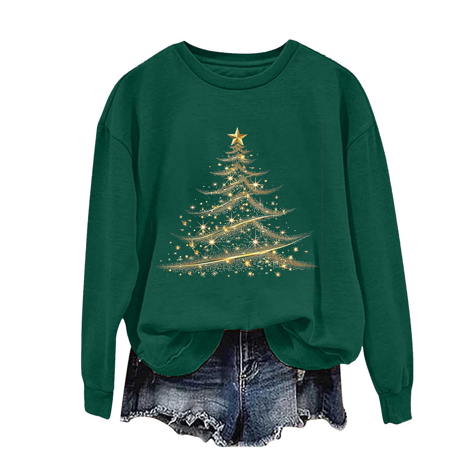 AINIYS Christmas Sweatshirts for Women Crew Neck Christmas Tree Graphic ...