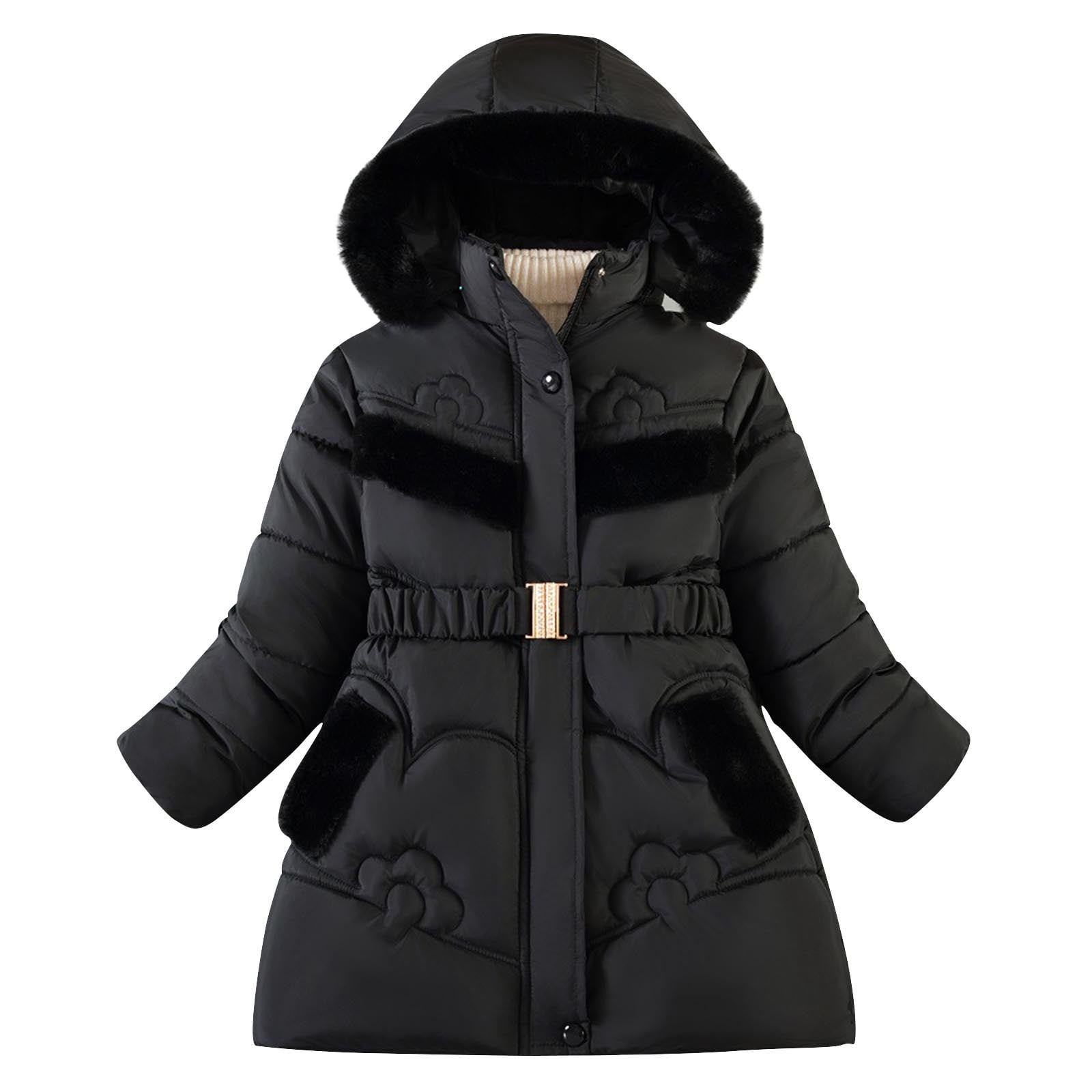 AINIYS Girl Winter Coats Heavy Weight Hooded Puffer Jacket Kid Fleece ...