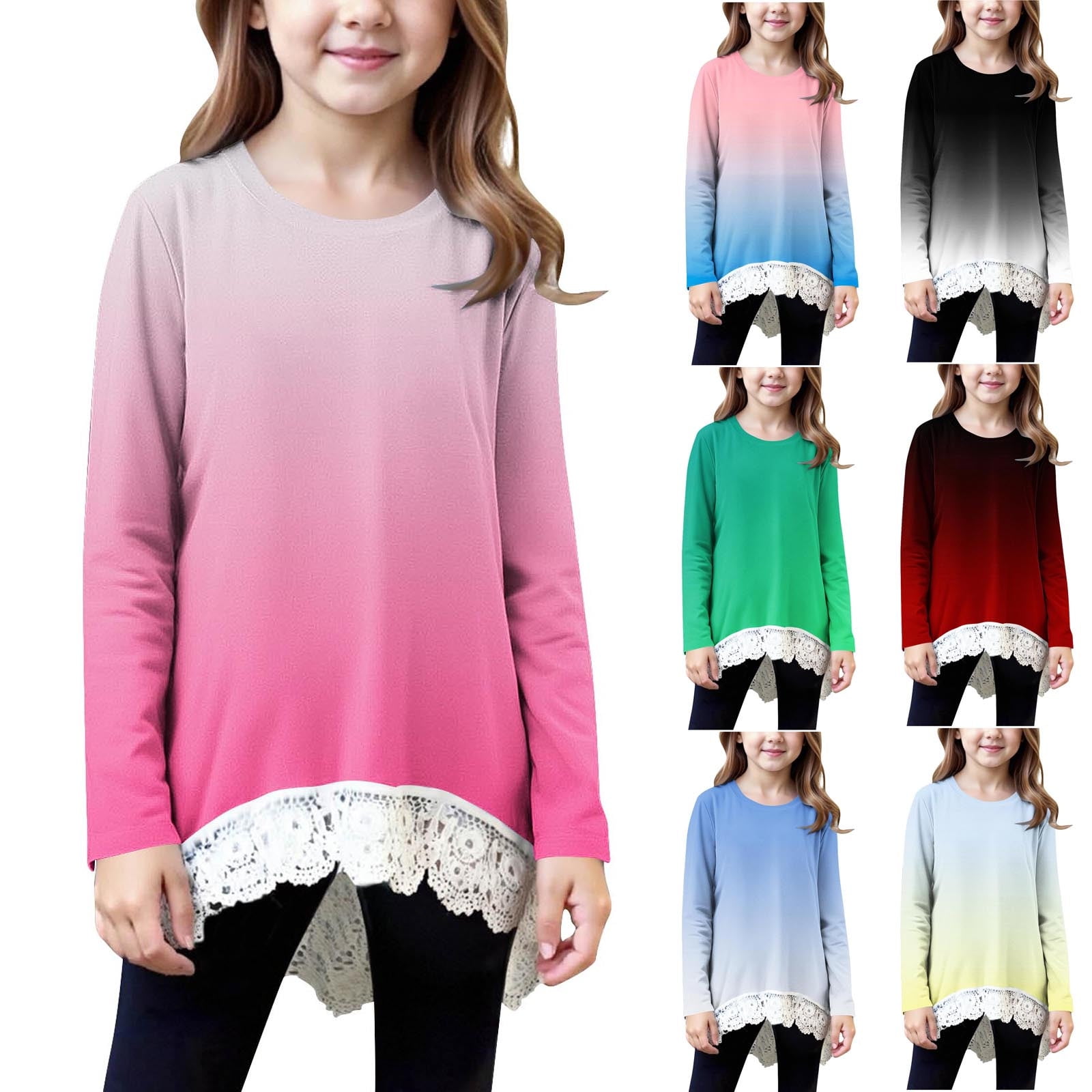 AINIYS Girls Casual Tops Basic Loose Soft Swing Pullover Long Sleeve ...