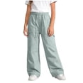 AINIYS Girls Kids Multi Color Pocket Wide Leg Cargo Pants Drawstring ...