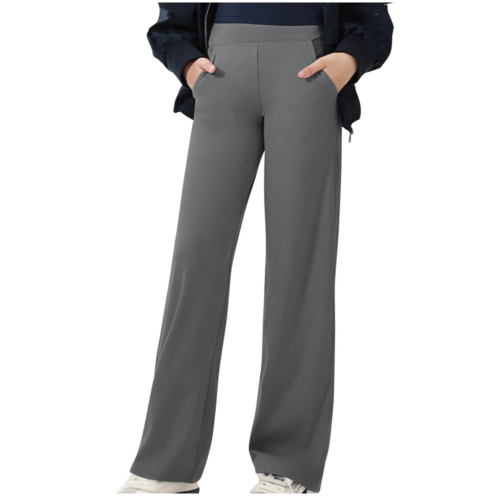AINIYS Girls Kids Straight Leg Drapey Pants Elastic Waist Elegant ...