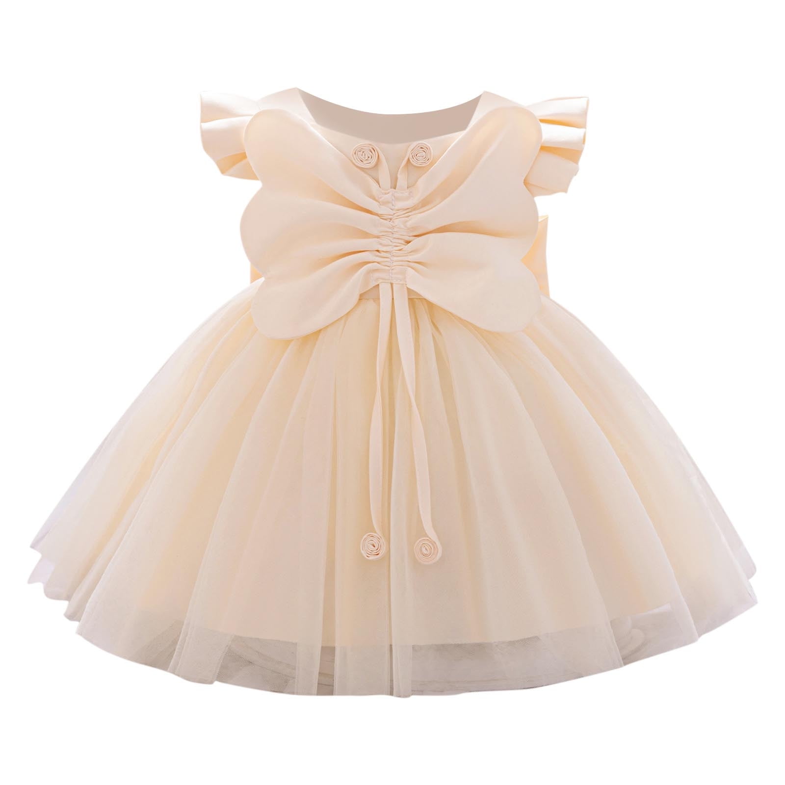 AINIYS Girls Sleeveless Tulle Dress With Crew Neck And Hidden Back ...