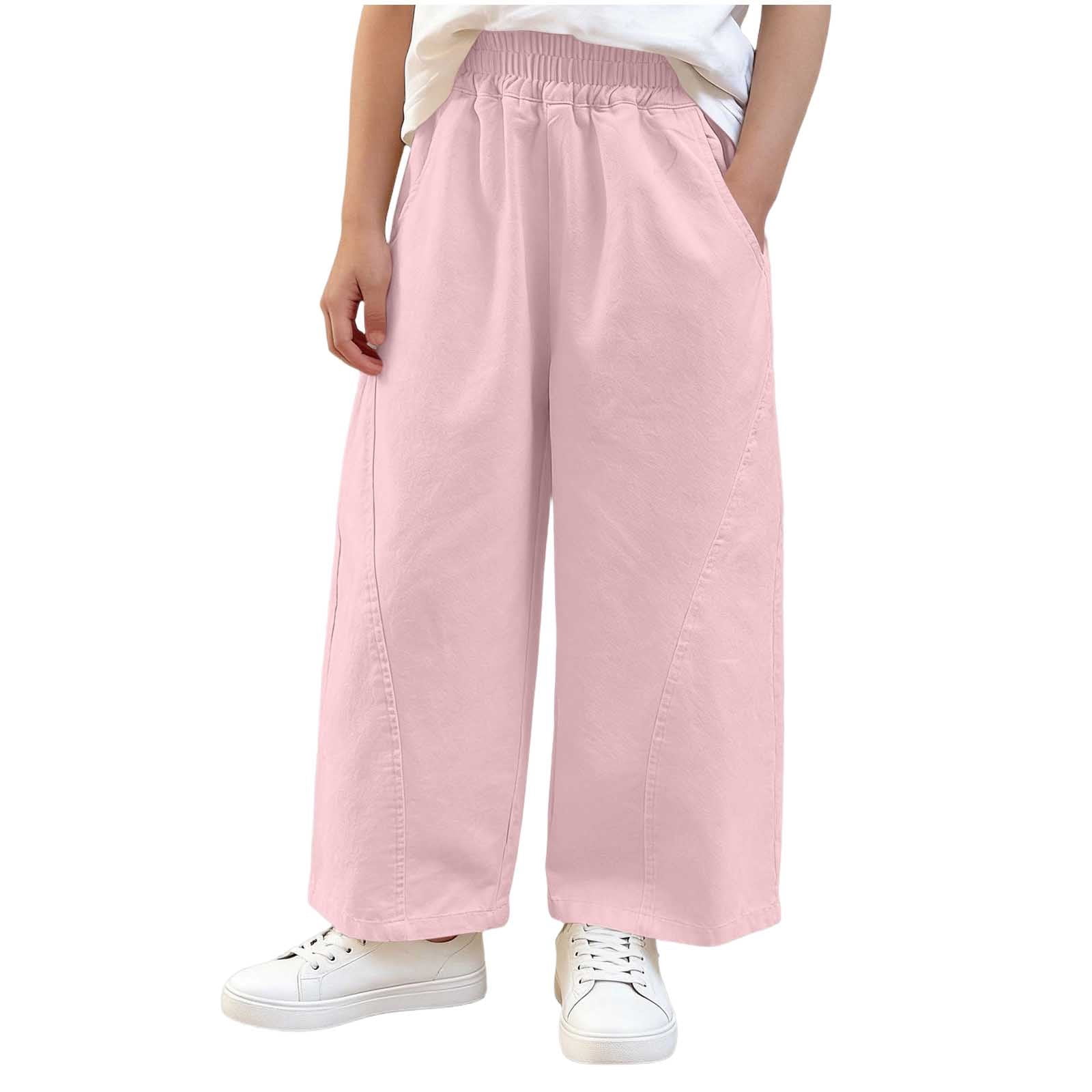 AINIYS Kids Basic Wide Leg Pants Elastic Waist Lightweight Trousers for ...