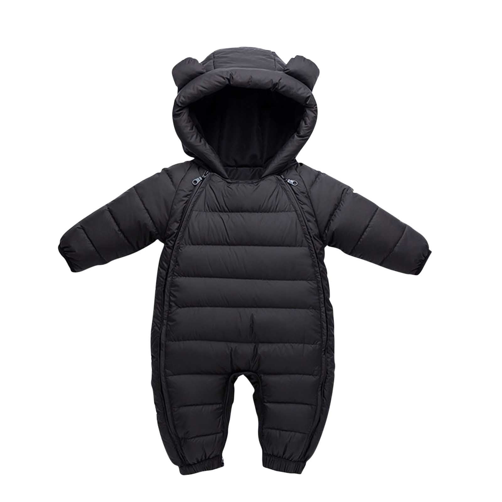 AINIYS Kids Bear-Ear Padded Snowsuit with Hooded Neckline, Zip Closure ...