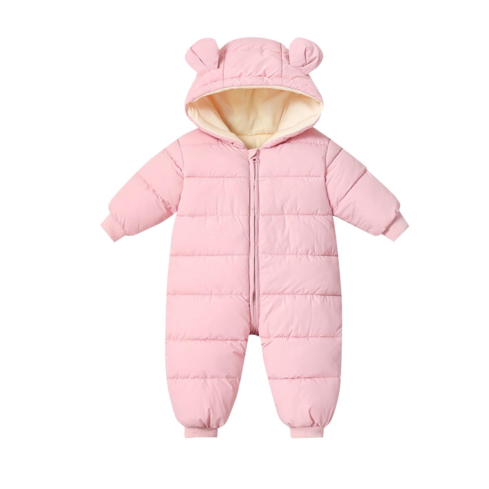 AINIYS Kids Bear-Ear Padded Snowsuit with Hooded Neckline, Zip Closure ...