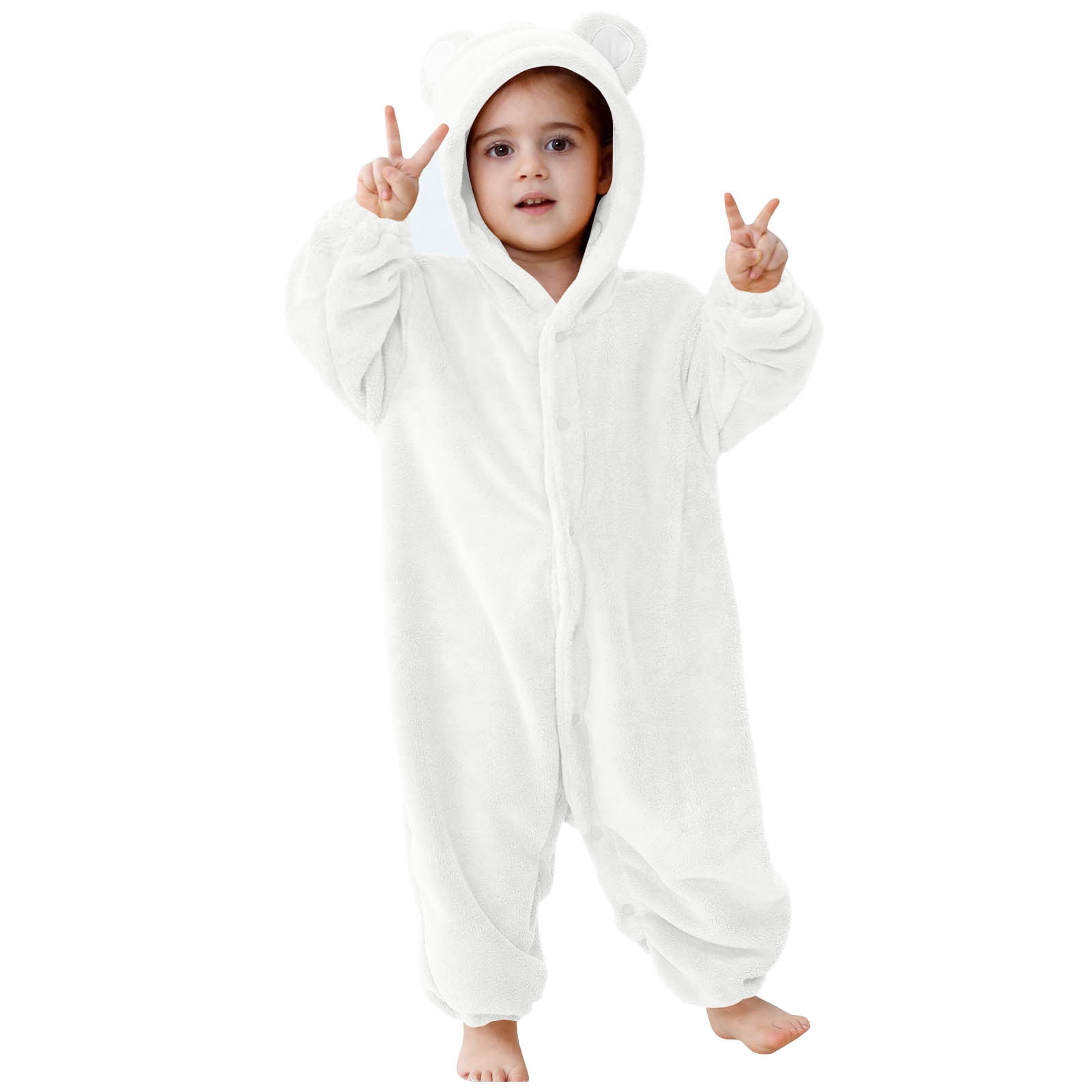 AINIYS Kids Bear-Ear Plush Onesie with Hooded Neckline, Plush ...