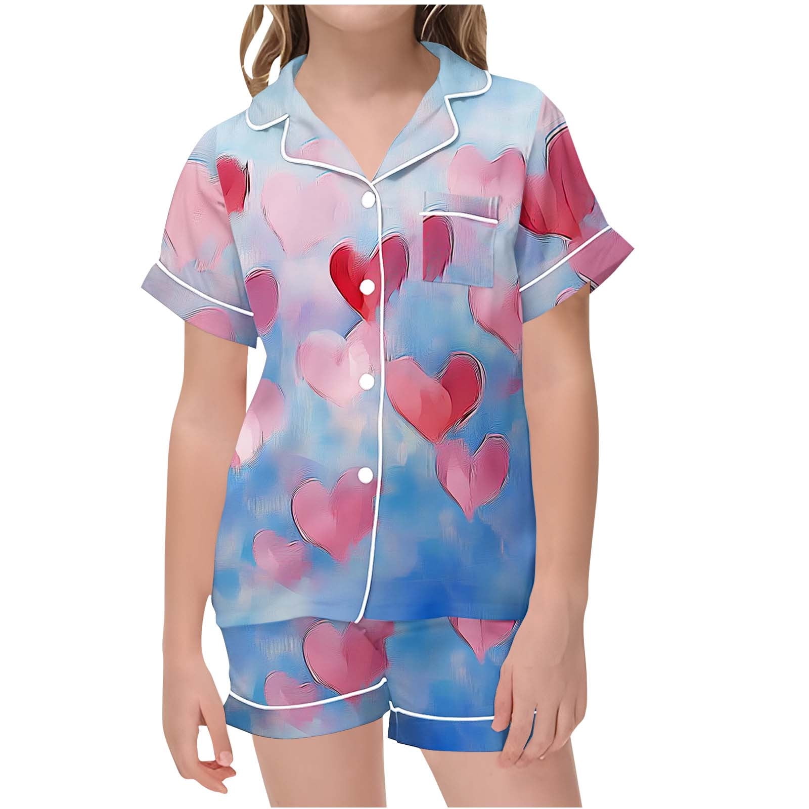 AINIYS Kids Fashion 2 Pieces Loungewear Satin Silk Tops with Shorts ...