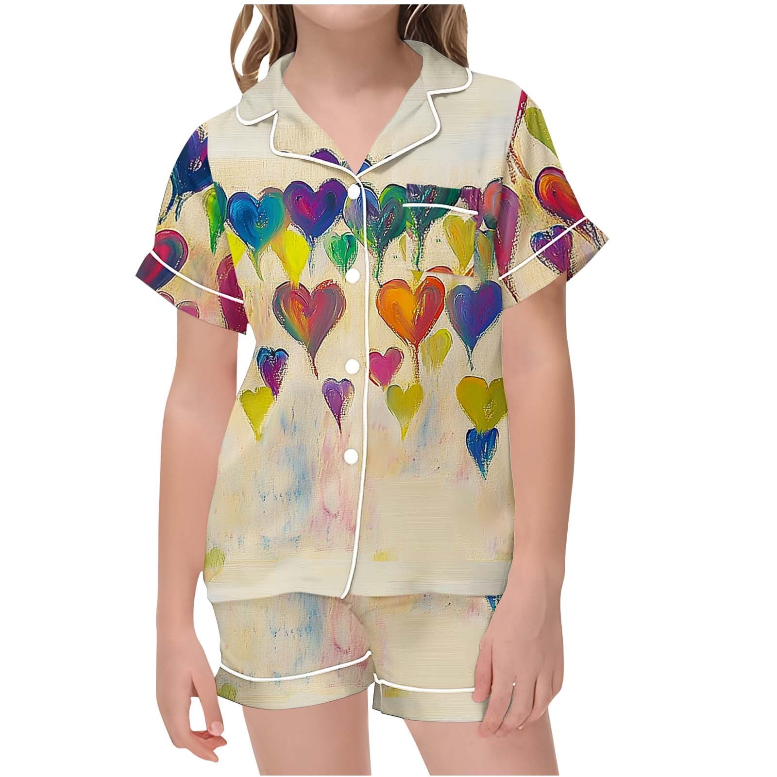 AINIYS Kids Satin Silk Tops with Shorts Button Down Pajamas for Boys 2 ...