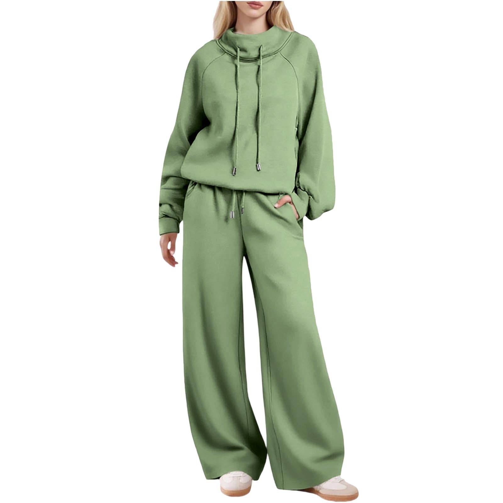 AINIYS Women 2 Piece Outfits 2025 Fall Sweatsuits Drawstring High neck ...
