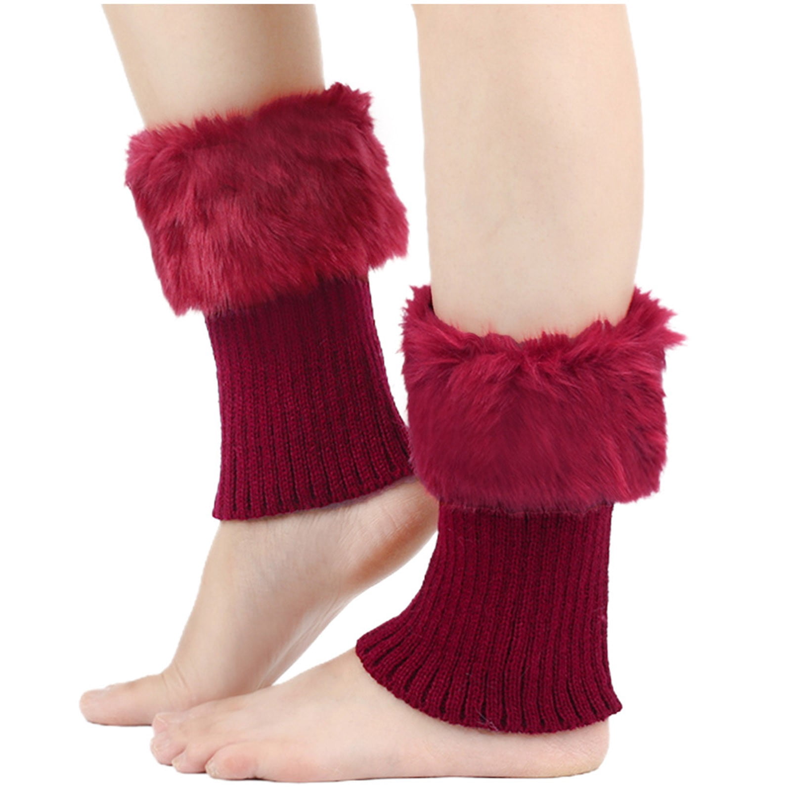 AINIYS Women Faux Fur Trim Boot Cuffs Furry Fuzzy Leg Warmers Winter ...
