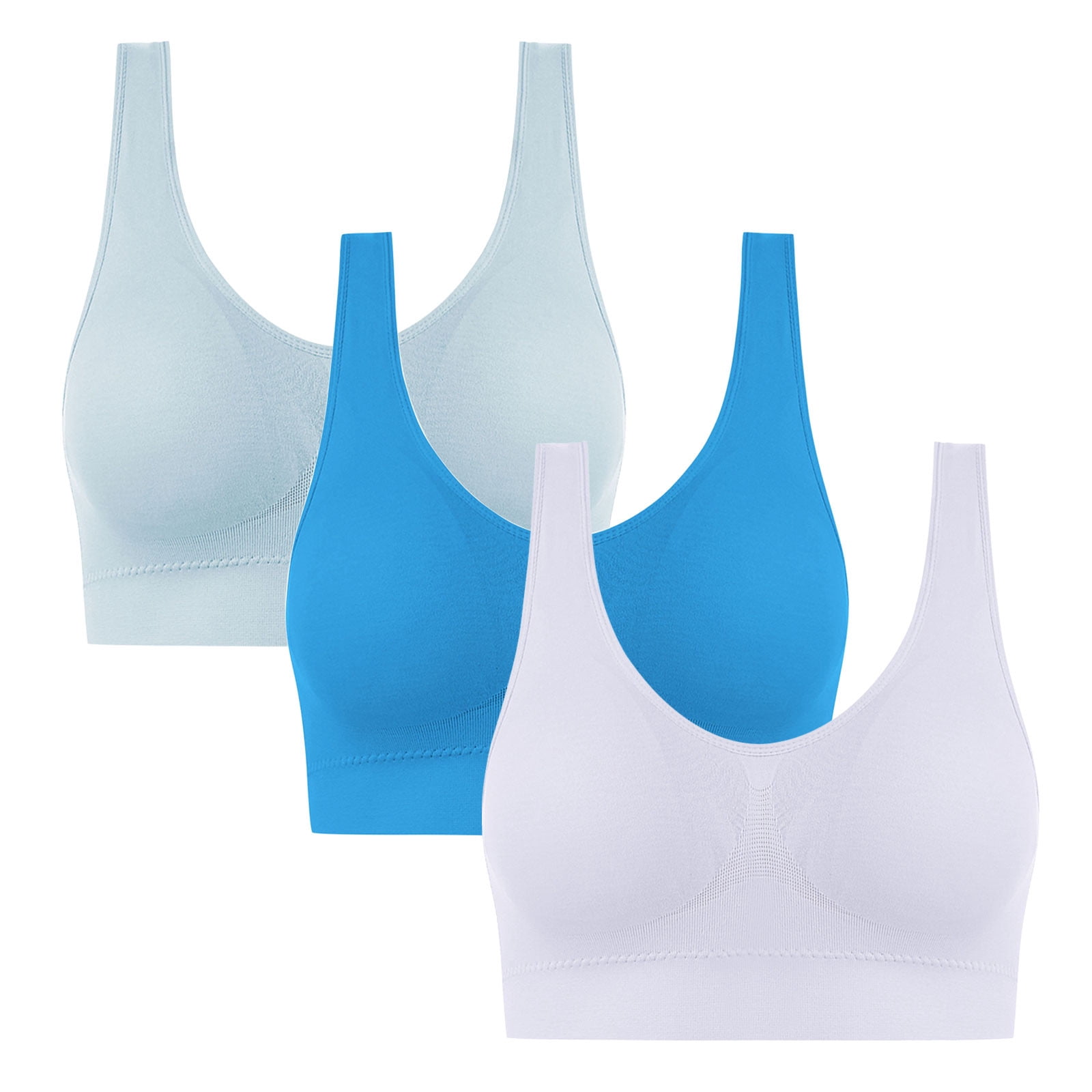 AINIYS Women's 3PC Breathable Everyday Bras Wireless Seamless Soft Cup ...