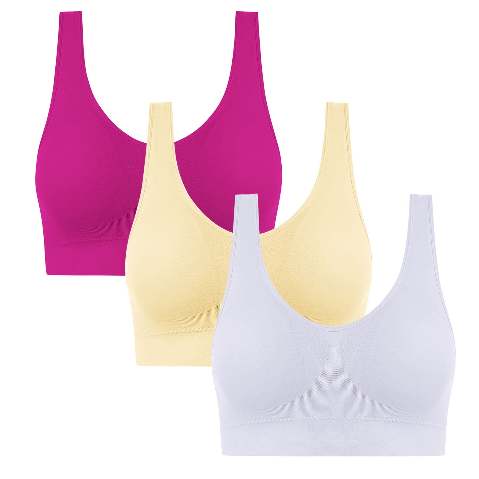 AINIYS Women's 3PC Seamless Soft Cup Bra Wireless Lift and Support Push ...