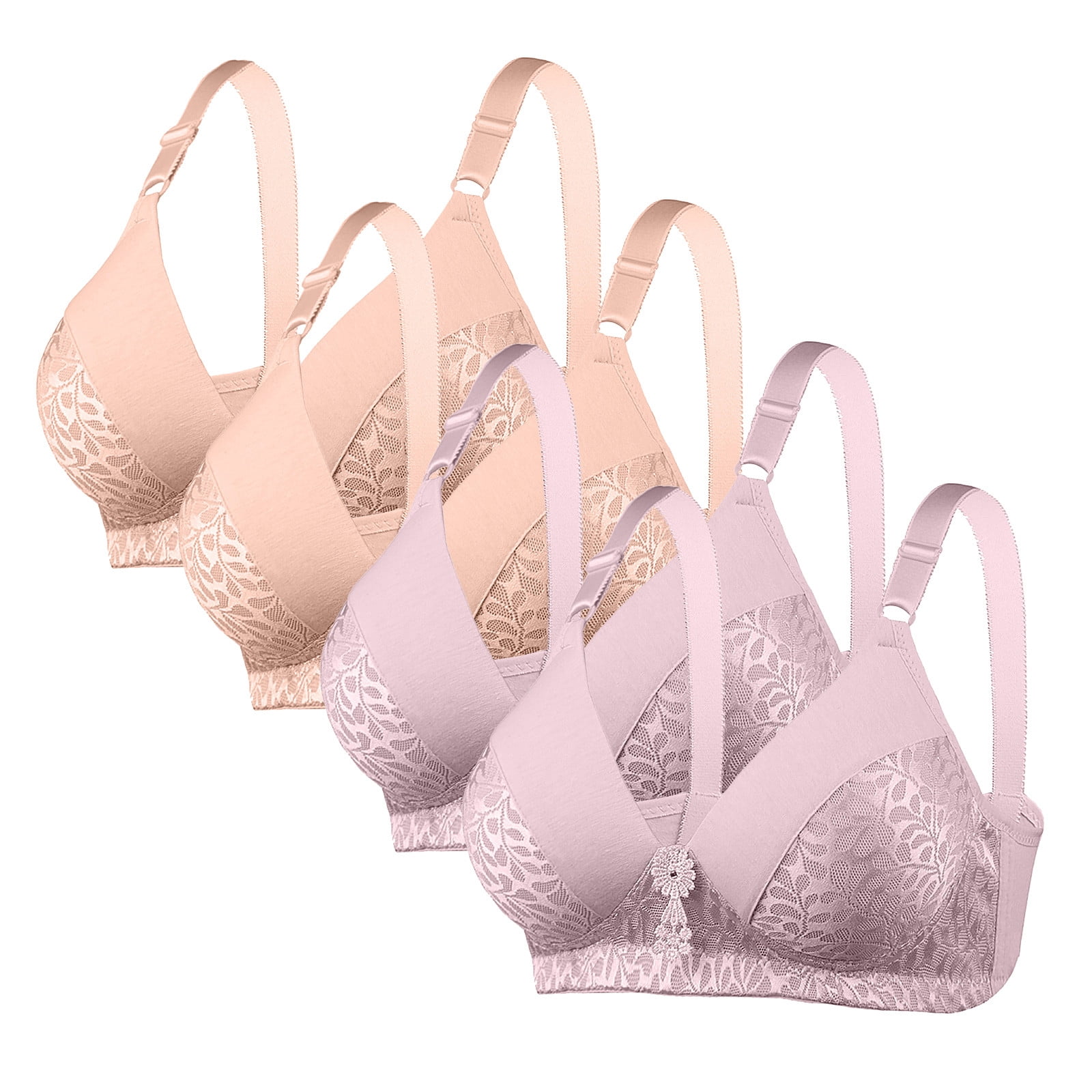 AINIYS Women's 4PC Soft Cup Bra Wireless Plus Size Armpit Fat Control ...