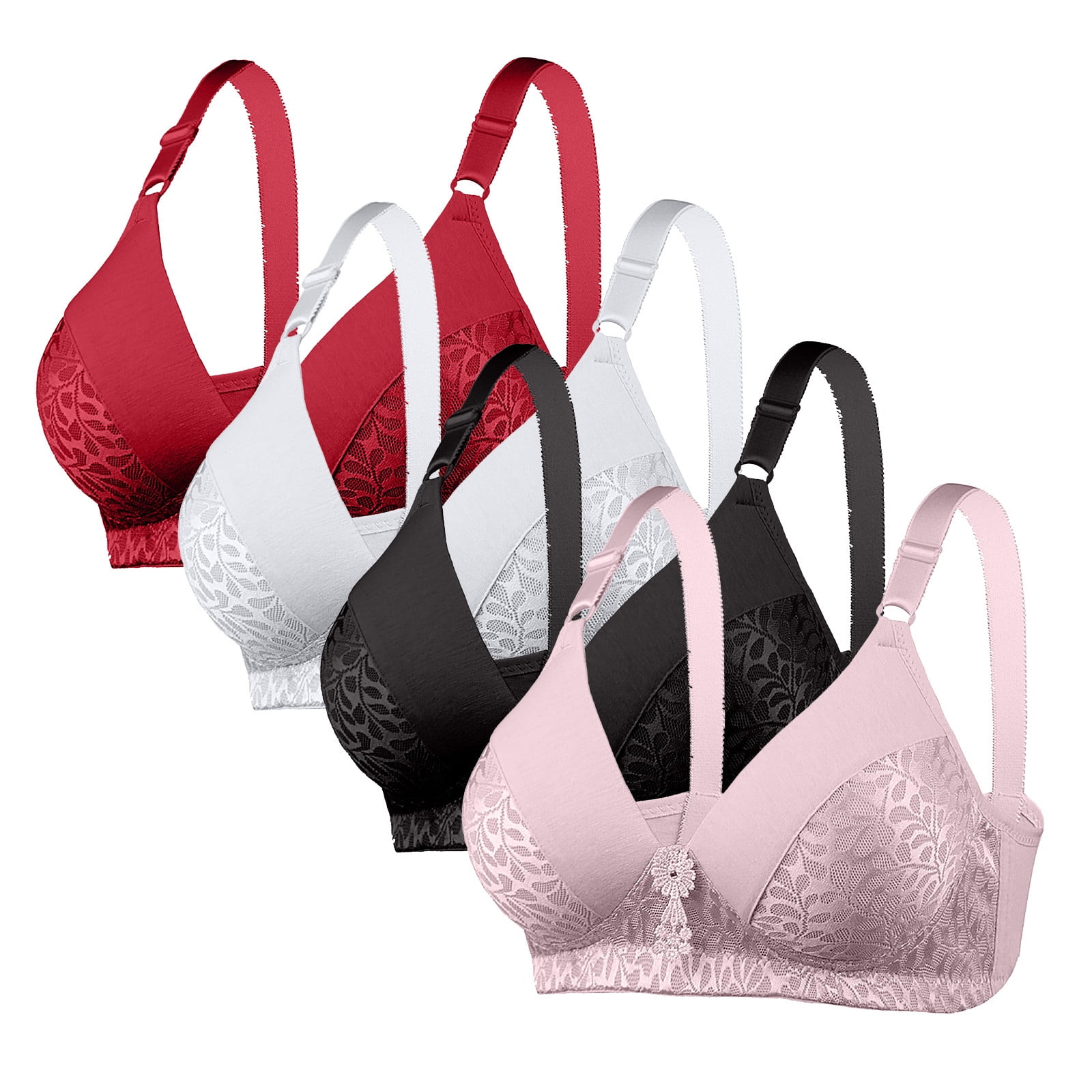 AINIYS Women's 4PC Thin Fabric Bralettes Soft Cup Bra Lift and Support ...
