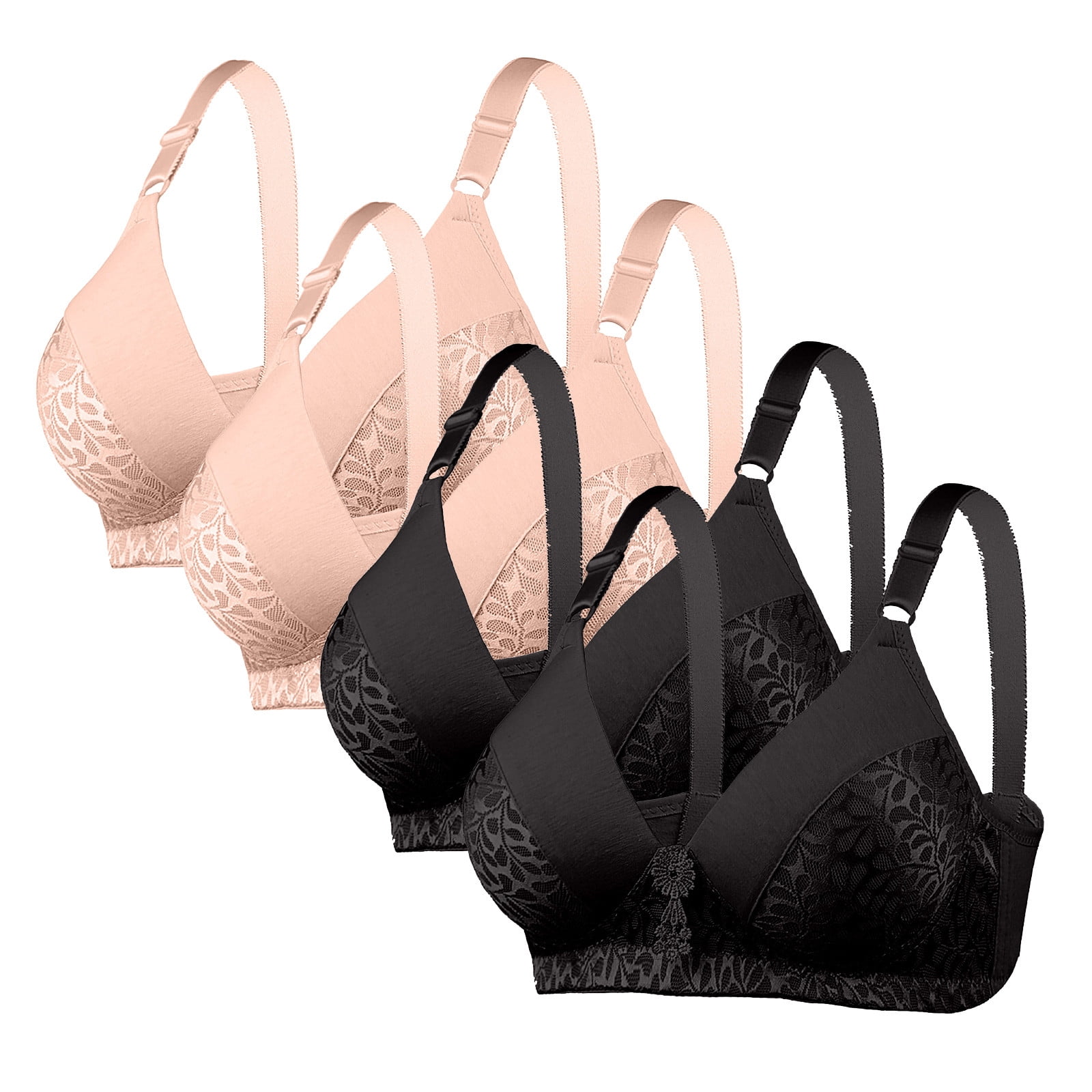 AINIYS Women's 4PC Wireless Soft Cup Bra Lift and Support Push-Up Bra ...