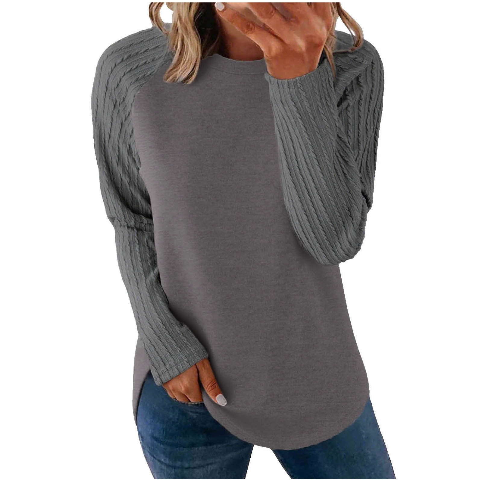 AINIYS Women's Crew Neck Cable-Knit Raglan Sleeve Tops Casual Cozy Layering Daily Wear Blouse ...