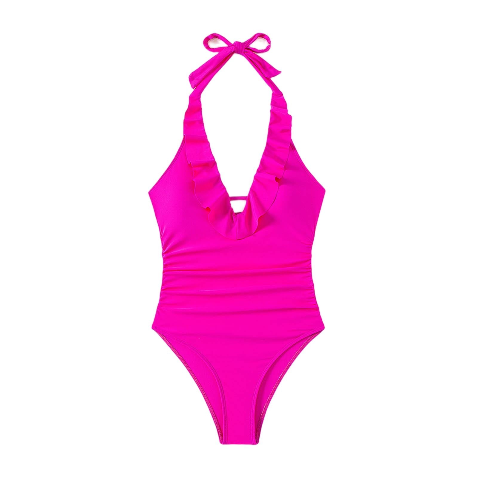 AINIYS Women's Halter Neck 1-Piece Swimsuit Front Cutout Detail Deep V ...