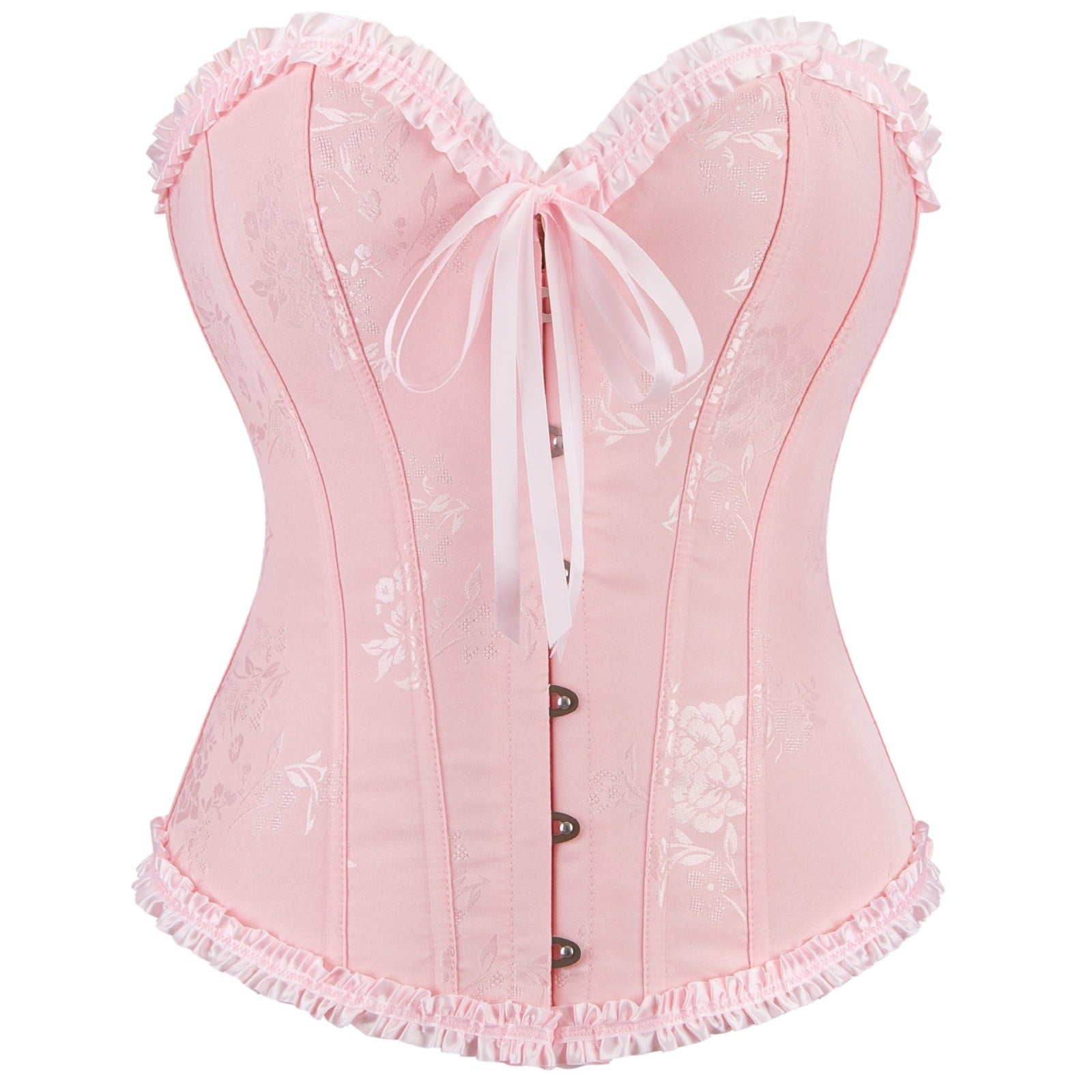 AINIYS Women's Ruffled Bow-Front Embroidered Corset Bustier Vintage ...
