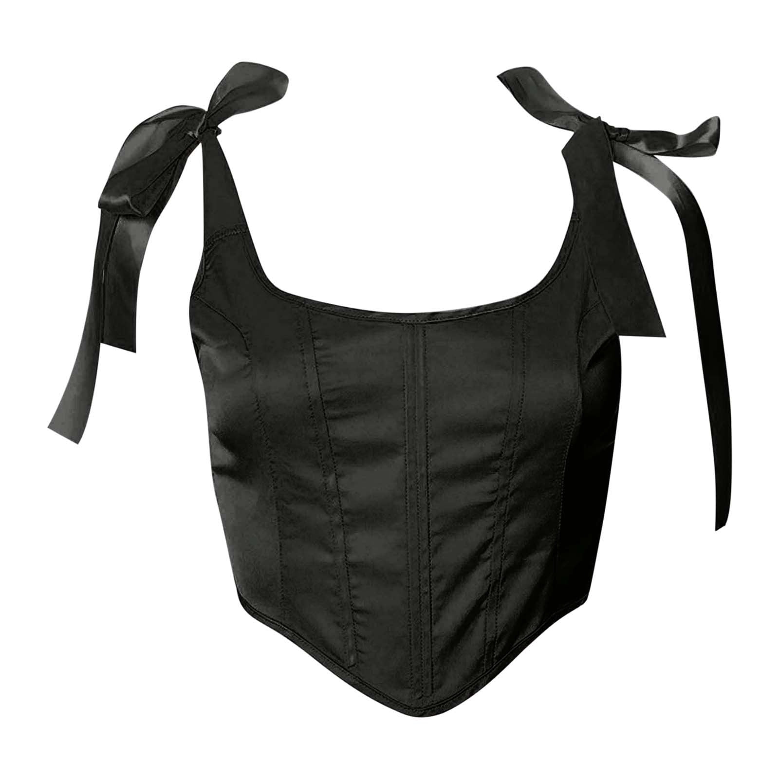 AINIYS Women's Satin Corset Bustier with Bow Straps Vintage Style ...
