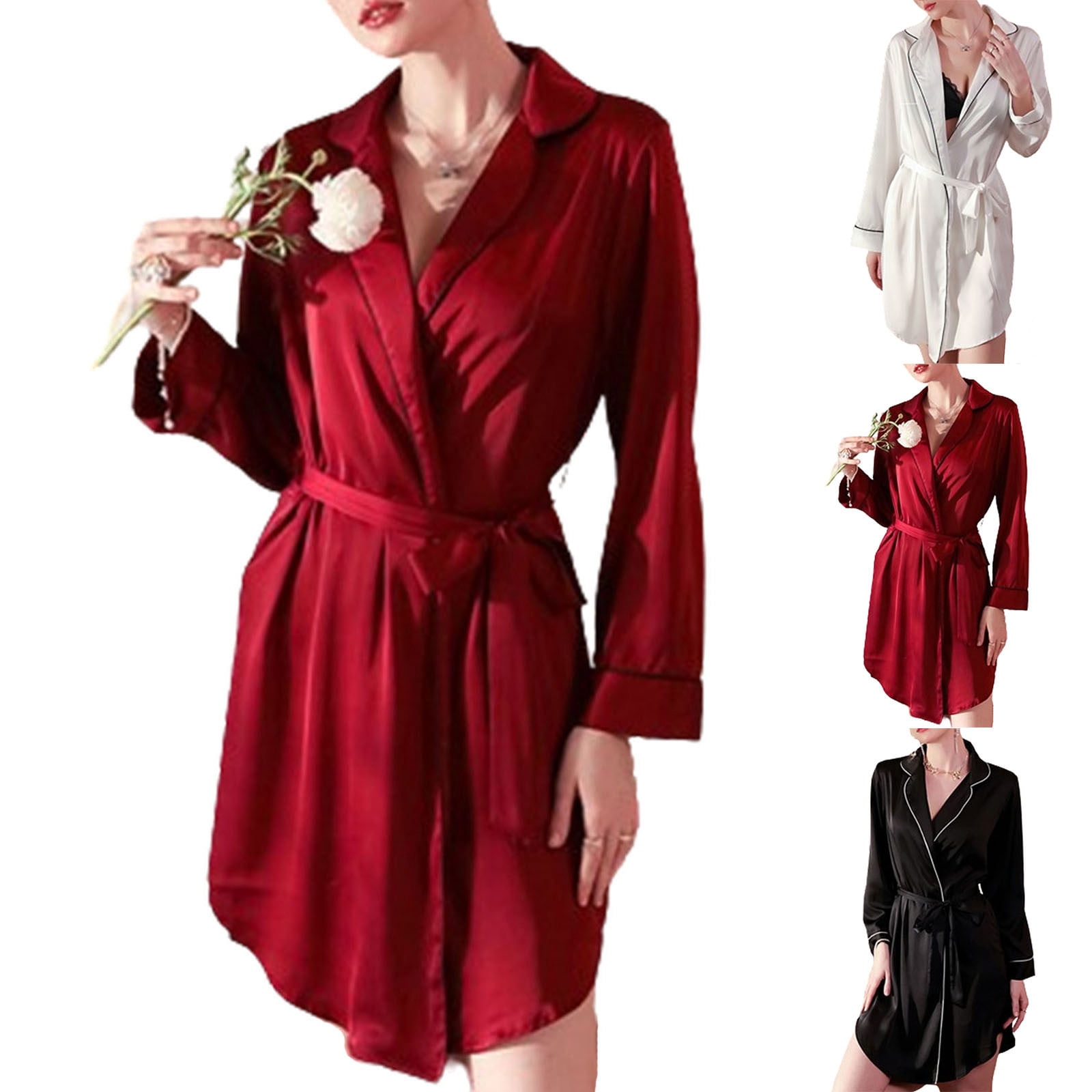 AINIYS Women's Satin Robe Silky Bathrobes Soft Lightweight Sleepwear ...