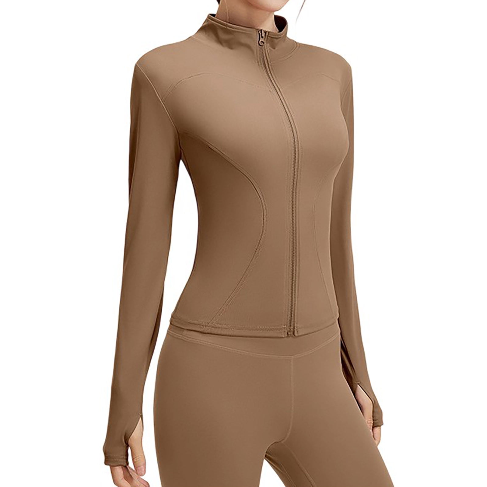 AINIYS Women's Zippered Yoga Jacket with Crop Top Set Slimming ...