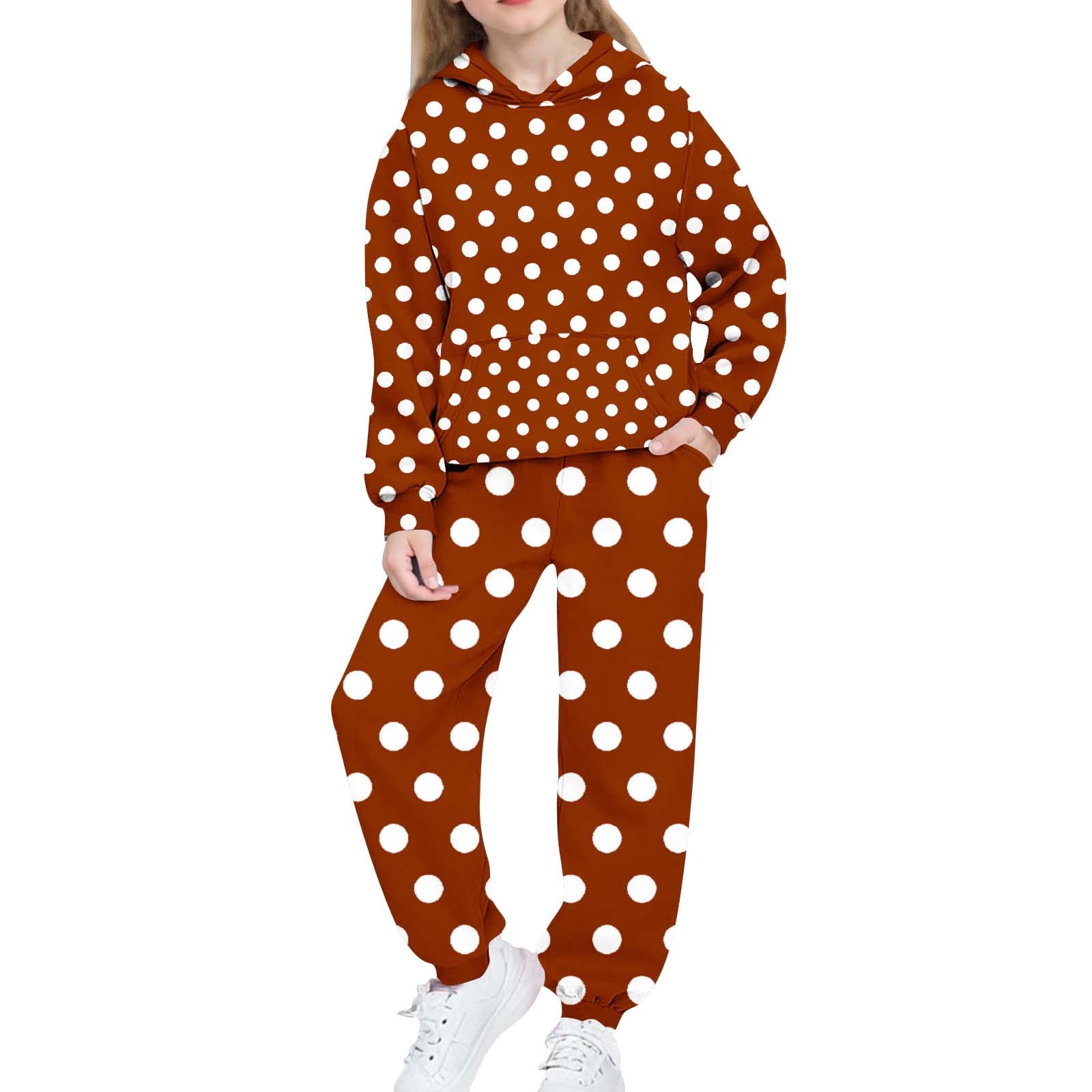 AINIYSGirls Sweatshirt Sweatpants 2Pcs Set Wave Point Hooded Pullover ...