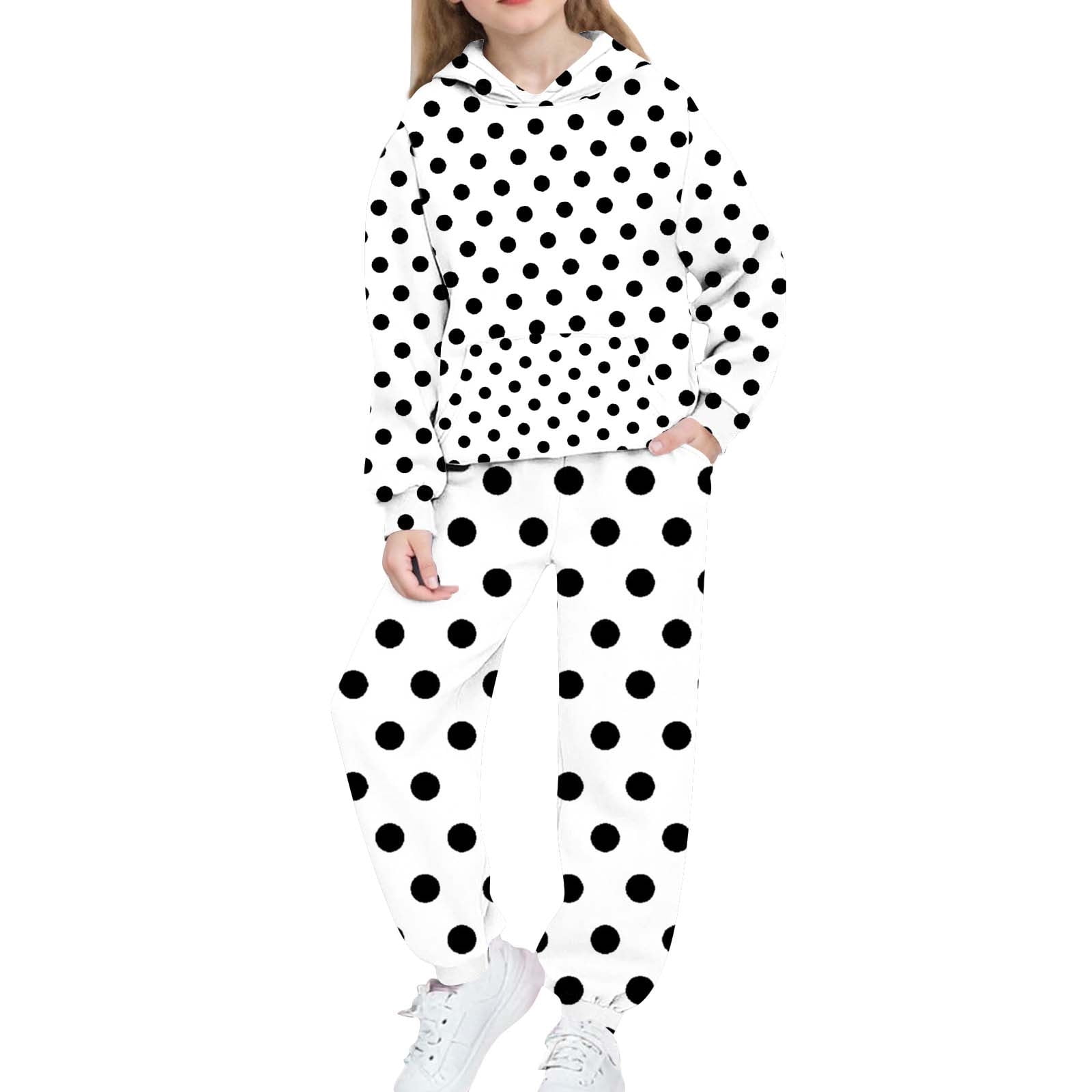 AINIYSGirls Sweatshirt Sweatpants 2Pcs Set Wave Point Hooded Pullover ...