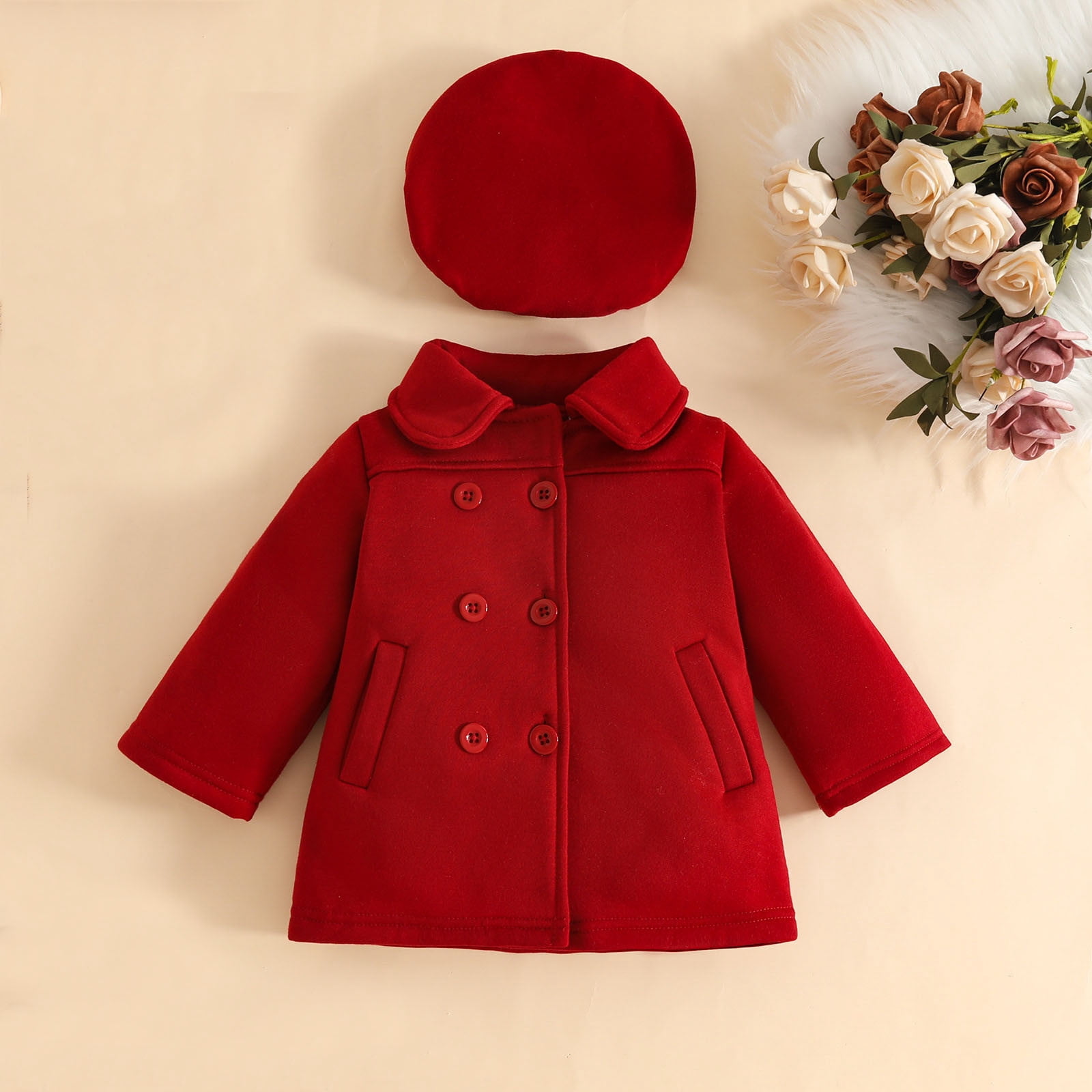 AINIYSLittle Girls Double Breasted Coat Classic Thickening Warm Peacoat ...