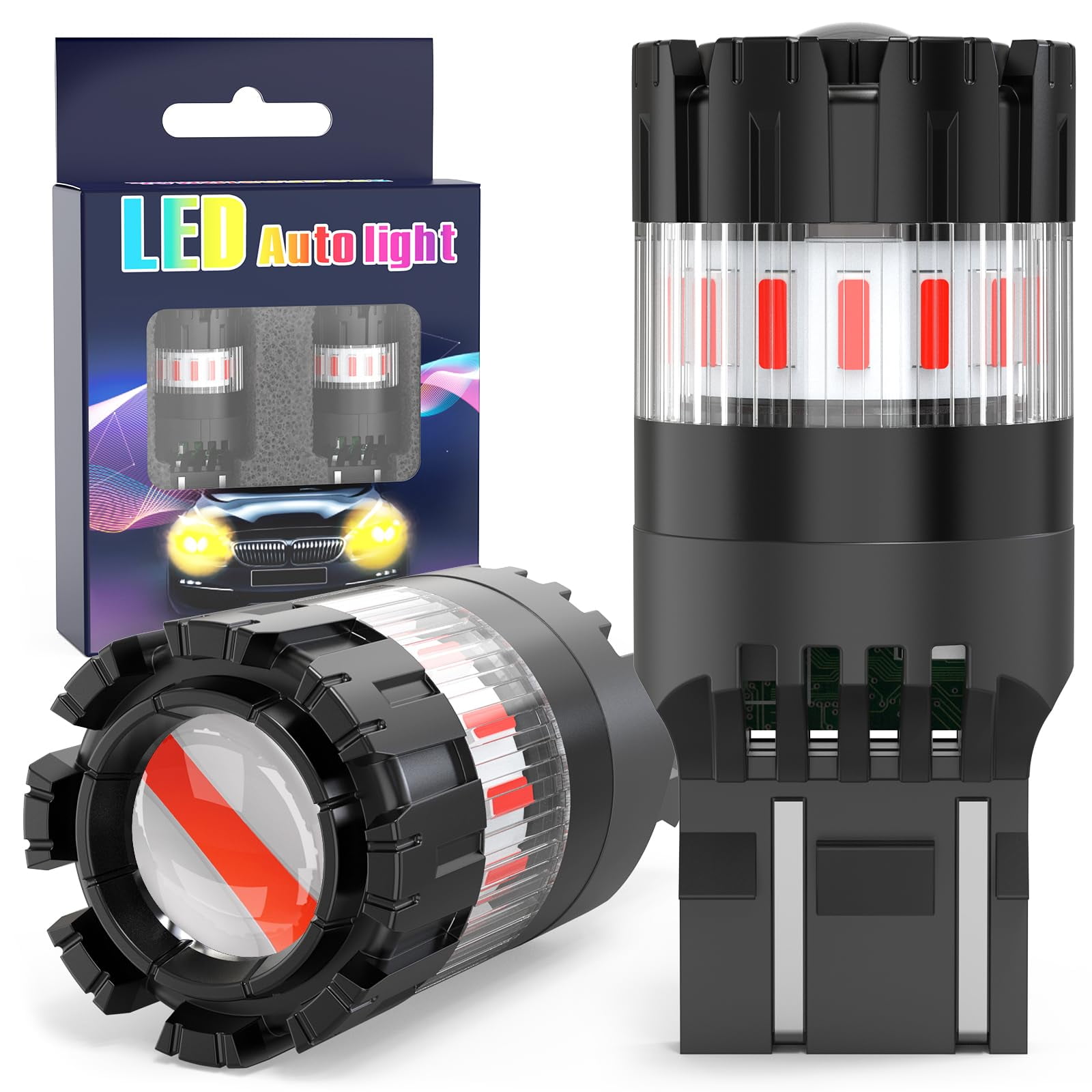 AINOSEIN Red LED Brake Light Bulbs BSL1 Ultra Bright T20/W21W 7440 7441 ...