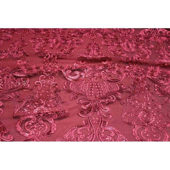 AINSLEY Embroidered Sheer Sequin Fabric, 54 Inch. in Width, Sample 3x3 ...