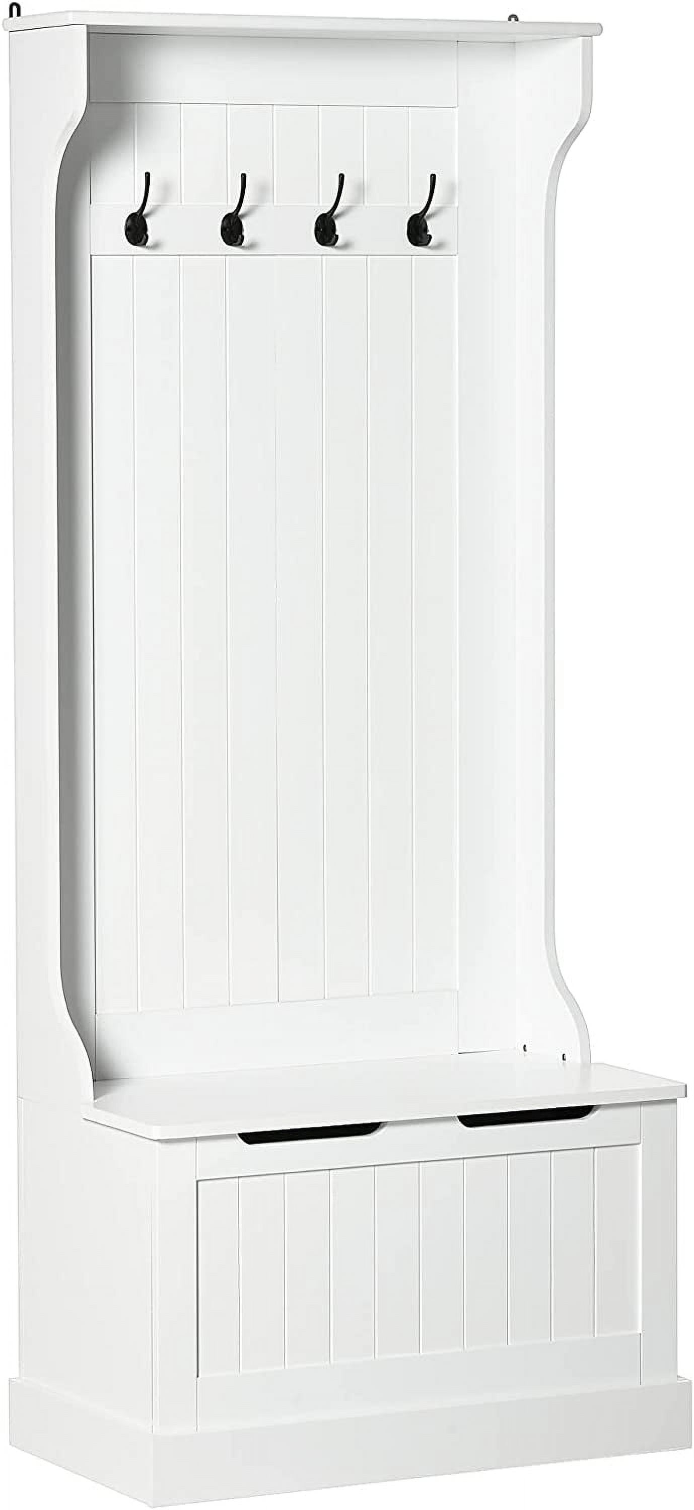 AINUO 28" 3-In-1 White Entryway Hall Tree, Freestanding Coat Rack with ...
