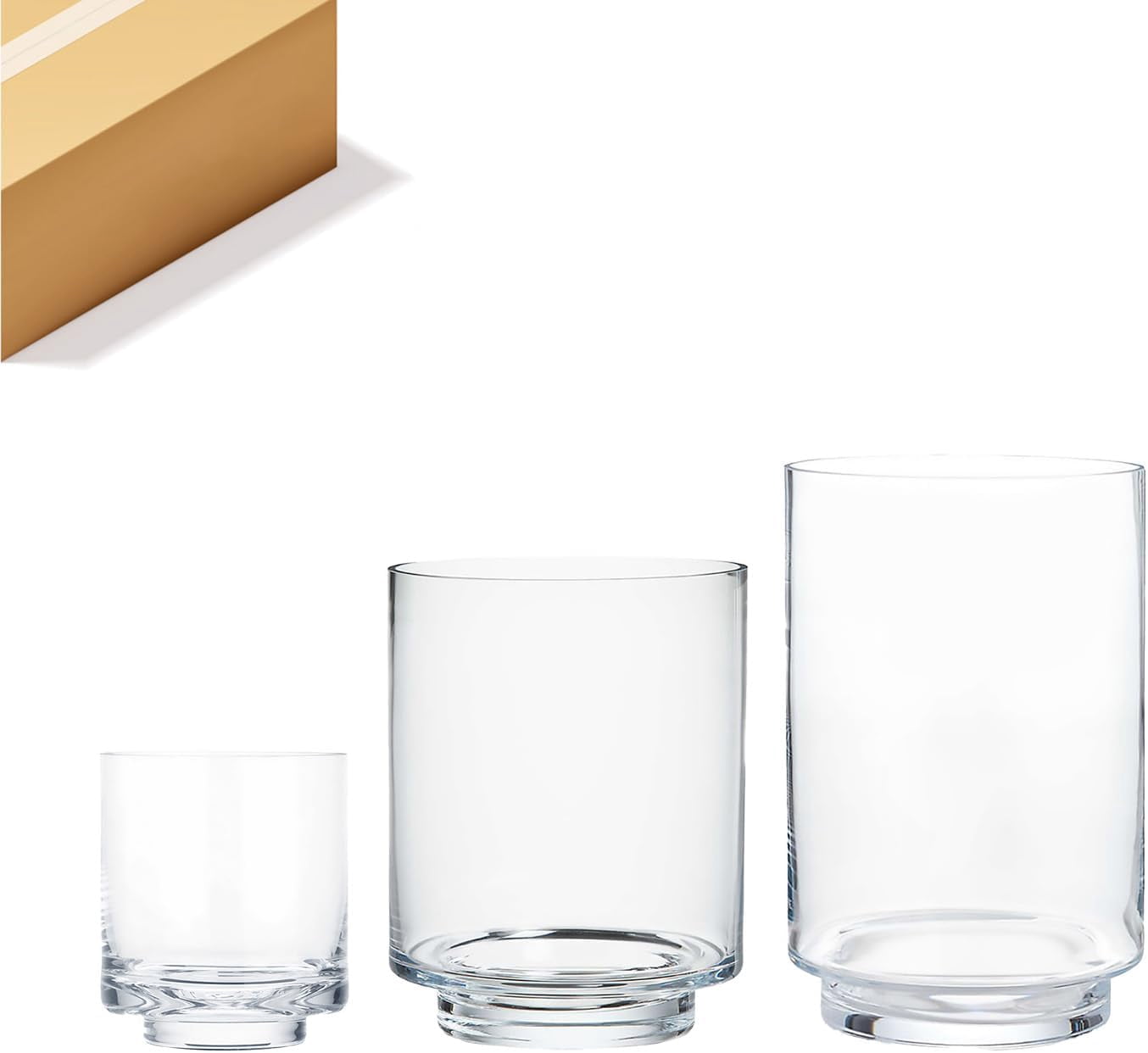 AINUO 3 Size Clear Glass Pedestal Hurricane Candle Holder, Footed ...