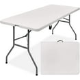 AINUO 6FT White Plastic Folding Table, Heavy Duty Portable Foldable ...