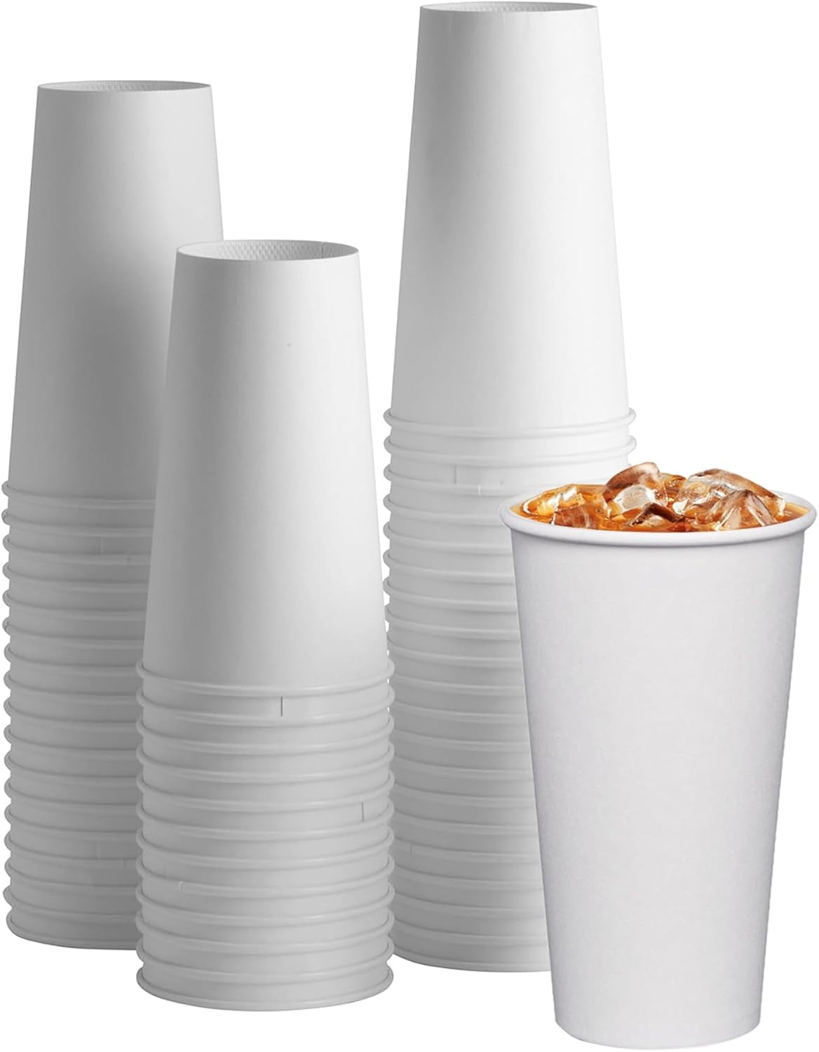 AINUO Disposable Paper Coffee Cups, 16oz 1000 Pack Bulk, White PE-Lined ...