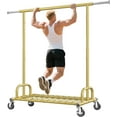 AINUO Gold Heavy Duty Rolling Clothes Rack, Extendable Adjustable ...