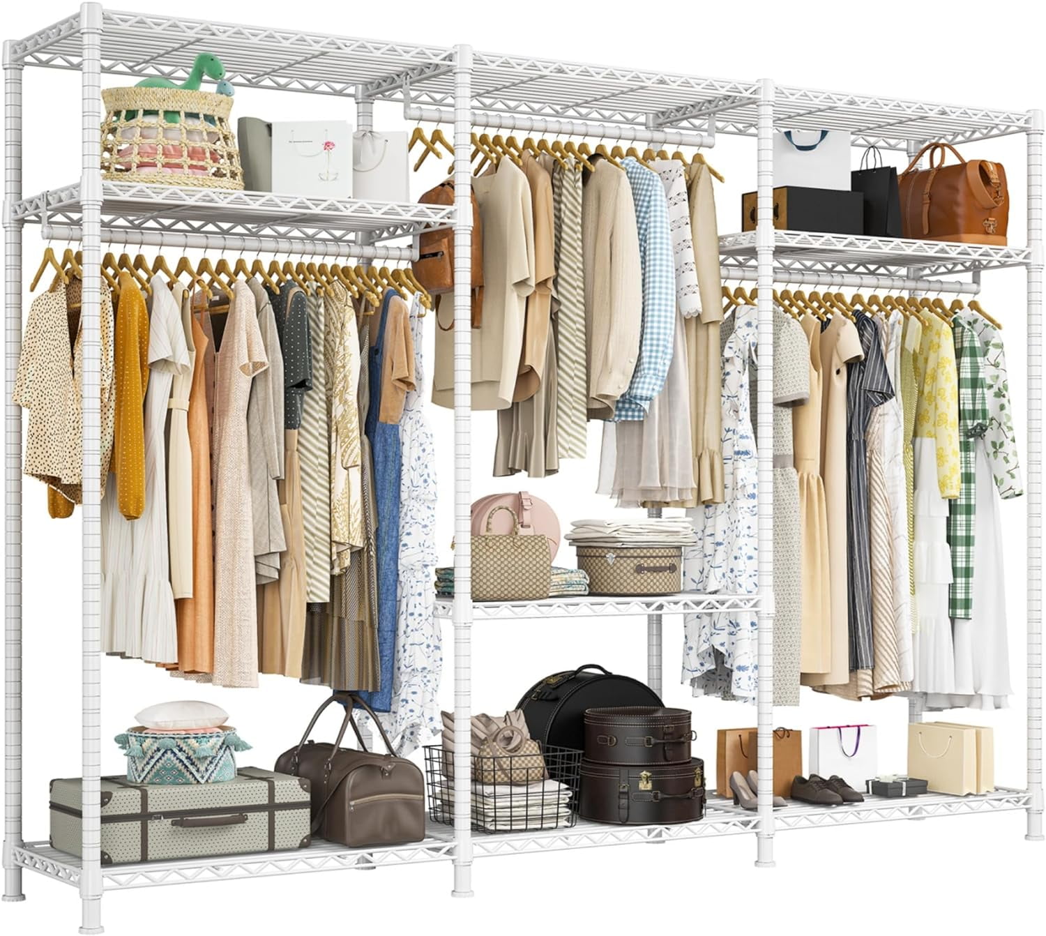 AINUO Heavy Duty Clothes Rack, 795LBS Adjustable Free Standing Garment ...