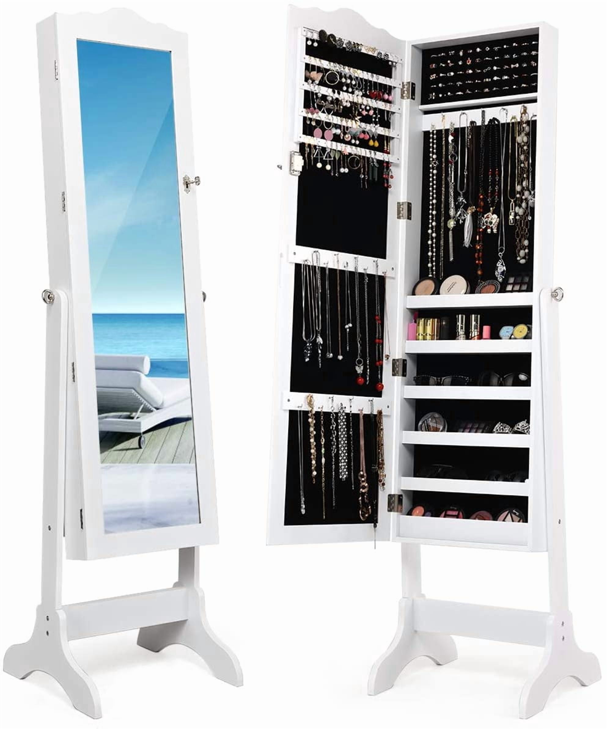 AINUO Lockable Jewelry Cabinet Armoire, Standing Full Length with 3 ...