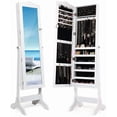 AINUO Lockable Jewelry Cabinet Armoire, Standing Full Length with 3 ...