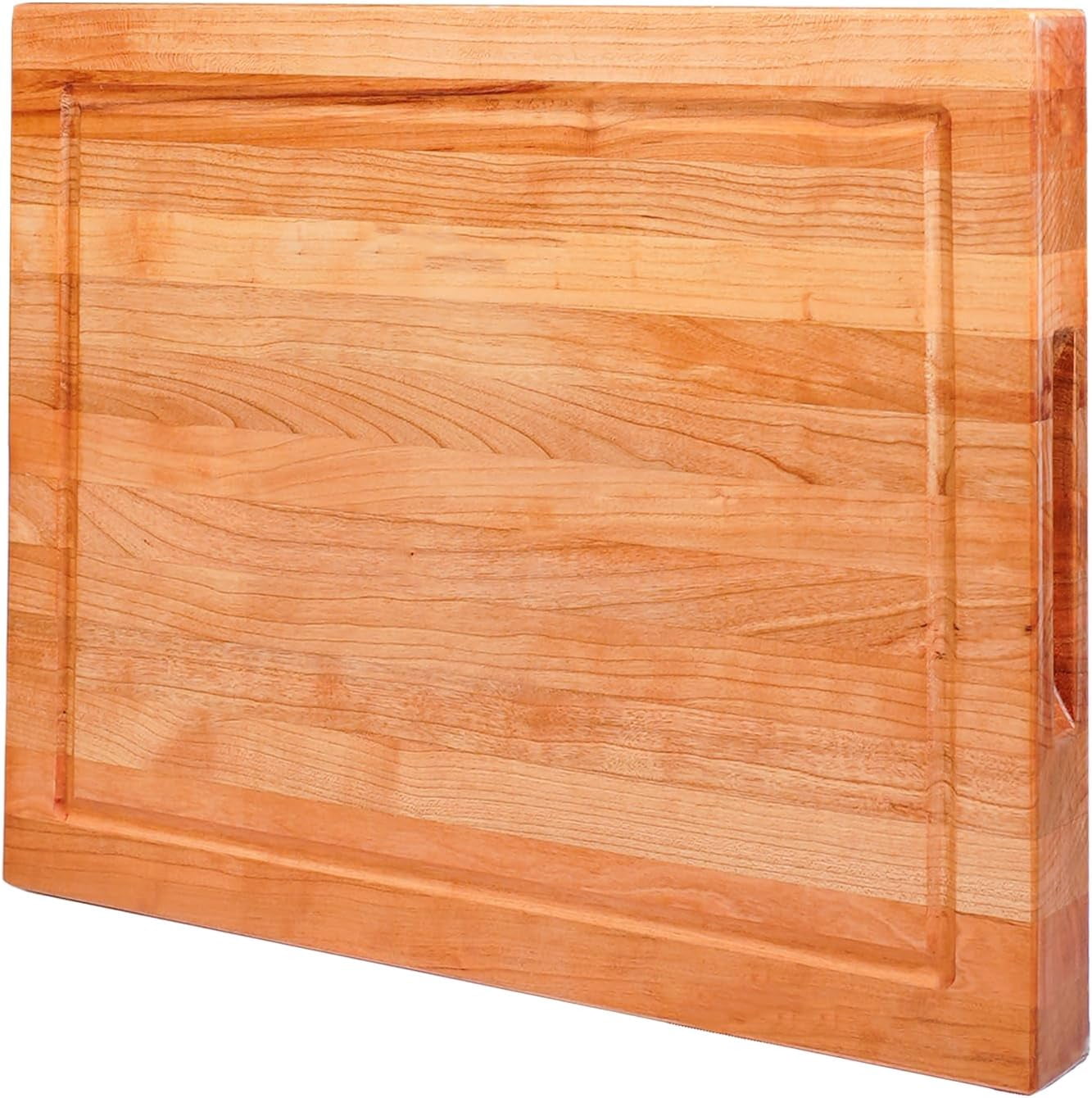 AINUO Solid Cherry Wood Cutting Board, 20 x 15 Inch, 1-1/2" Thick Edge ...
